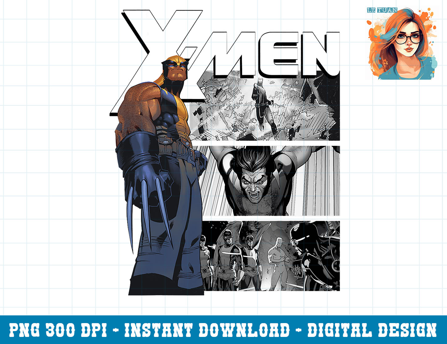 Marvel X-Men Wolverine Side Profile Comic Panels png, sublim | Inspire ...