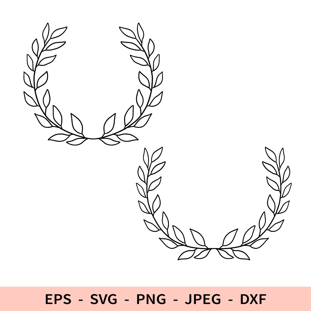 Floral Round Wreath Svg Laurel Frame Leaves Dxf File for Cri | Inspire ...