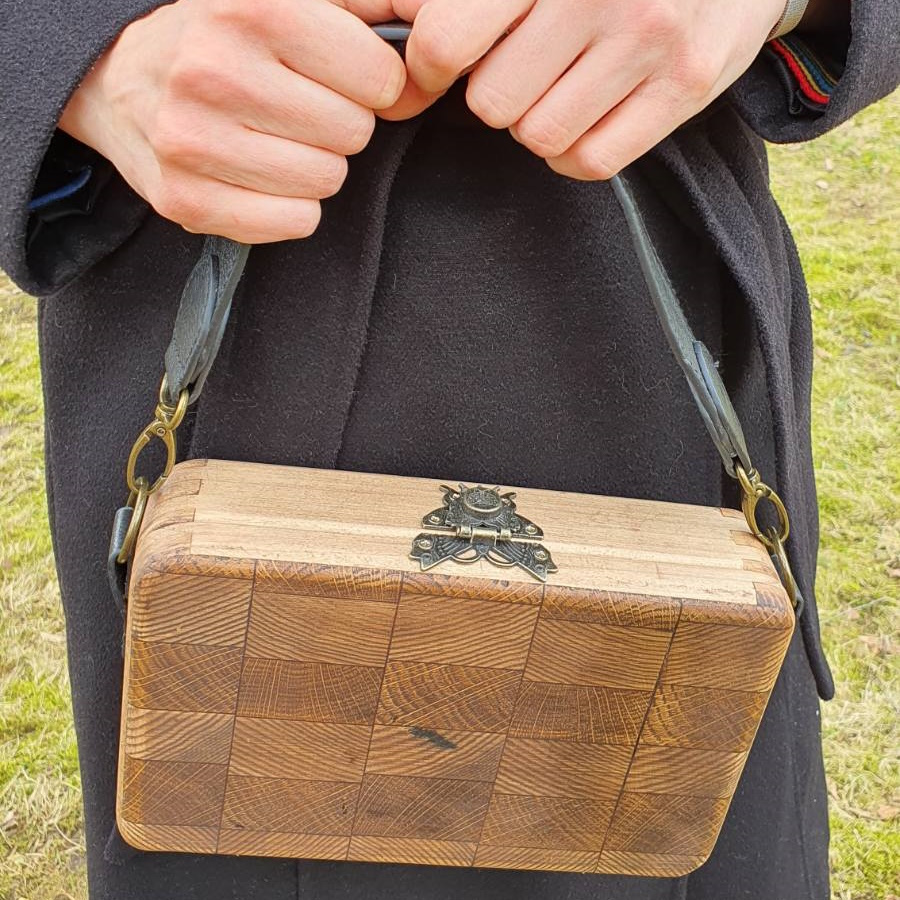 Oak wood bag, designer wood purse. Wood clutch | Inspire Uplift