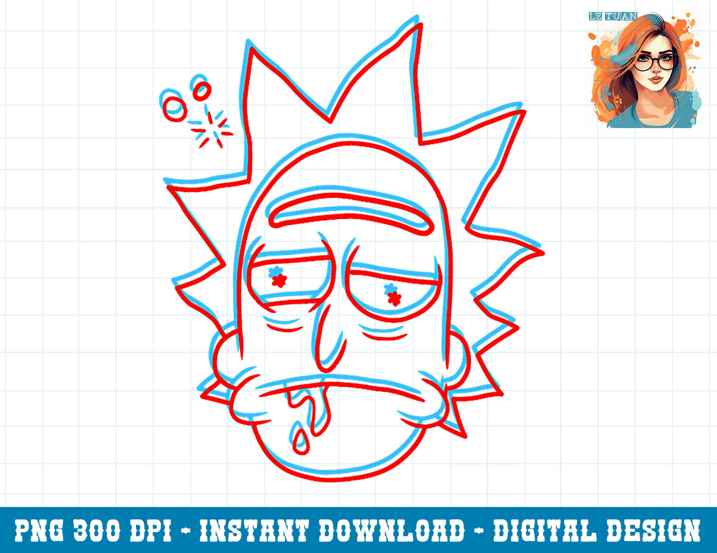 Rick and Morty 3D Rick png, sublimation copy | Inspire Uplift