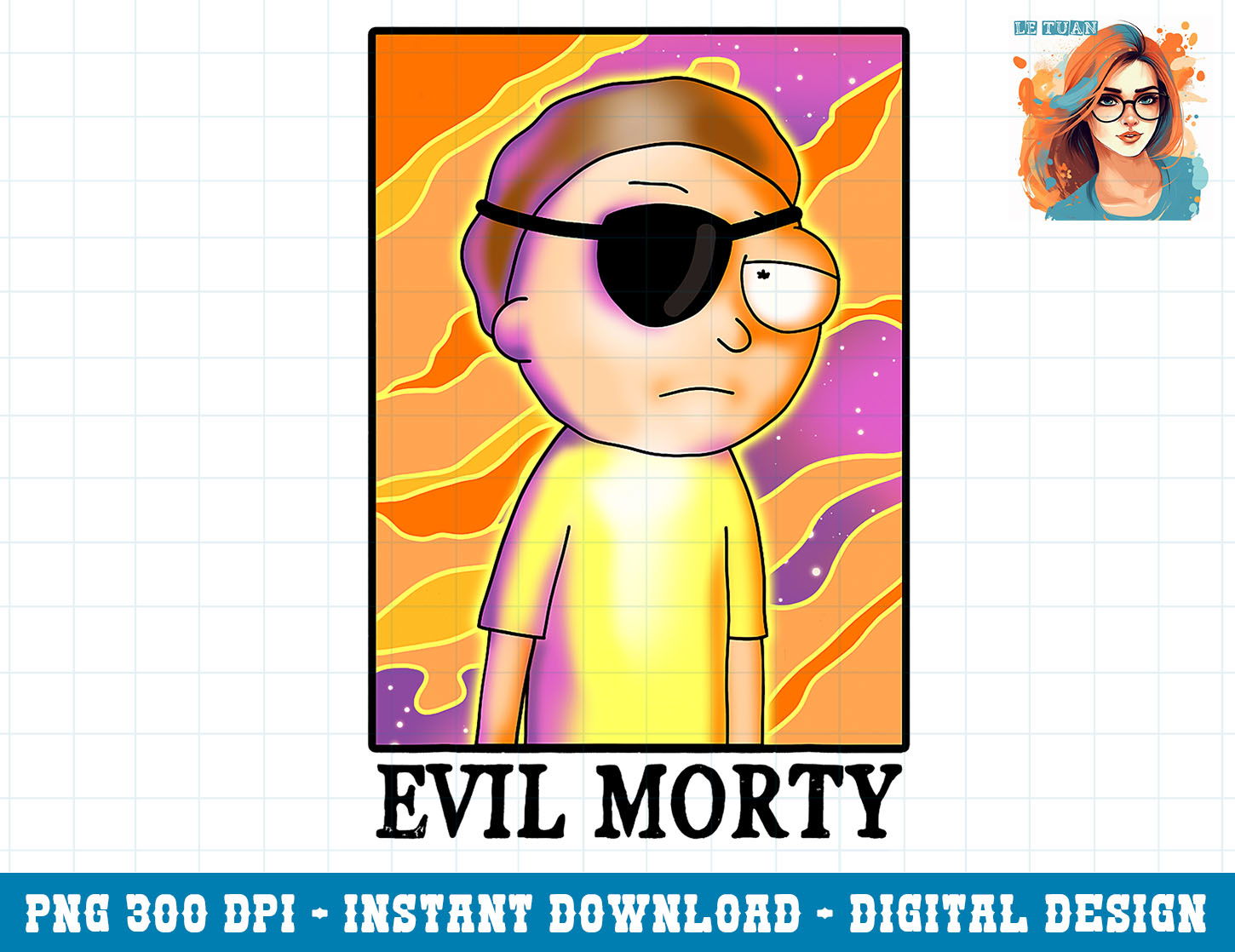 Rick and Morty Evil Morty Eyepatch Portrait Graphic png, sub - Inspire ...