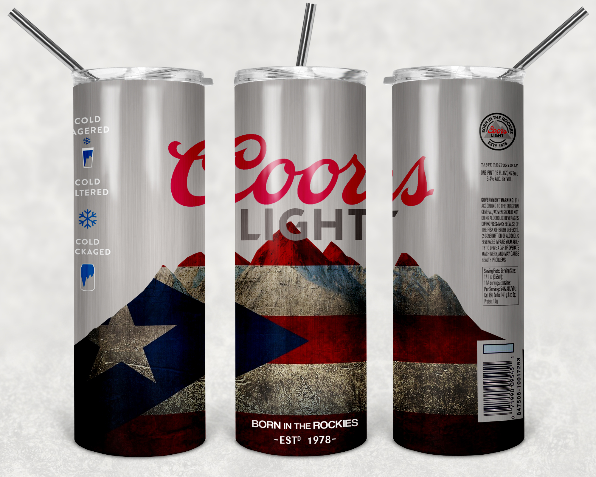 Coors Light Puerto Rican Flag Tumbler 20oz Skinny Sublimatio | Inspire ...