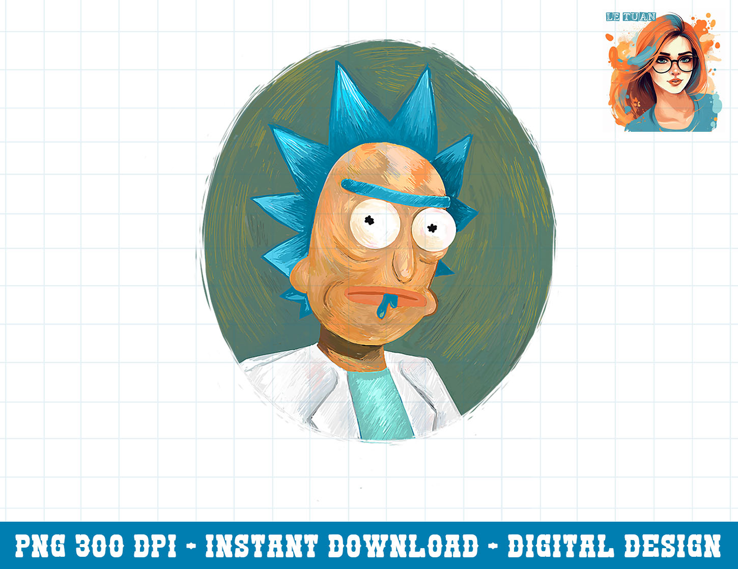 Rick and Morty Impressionist Rick png, sublimation copy | Inspire Uplift