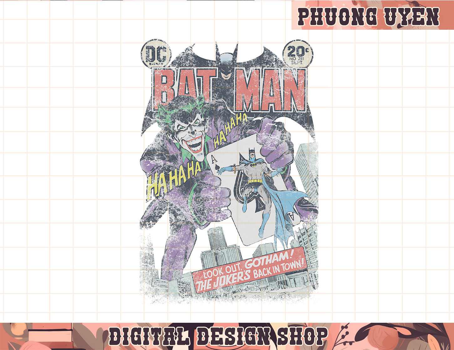 Batman 251 Distressed png, sublimate | Inspire Uplift