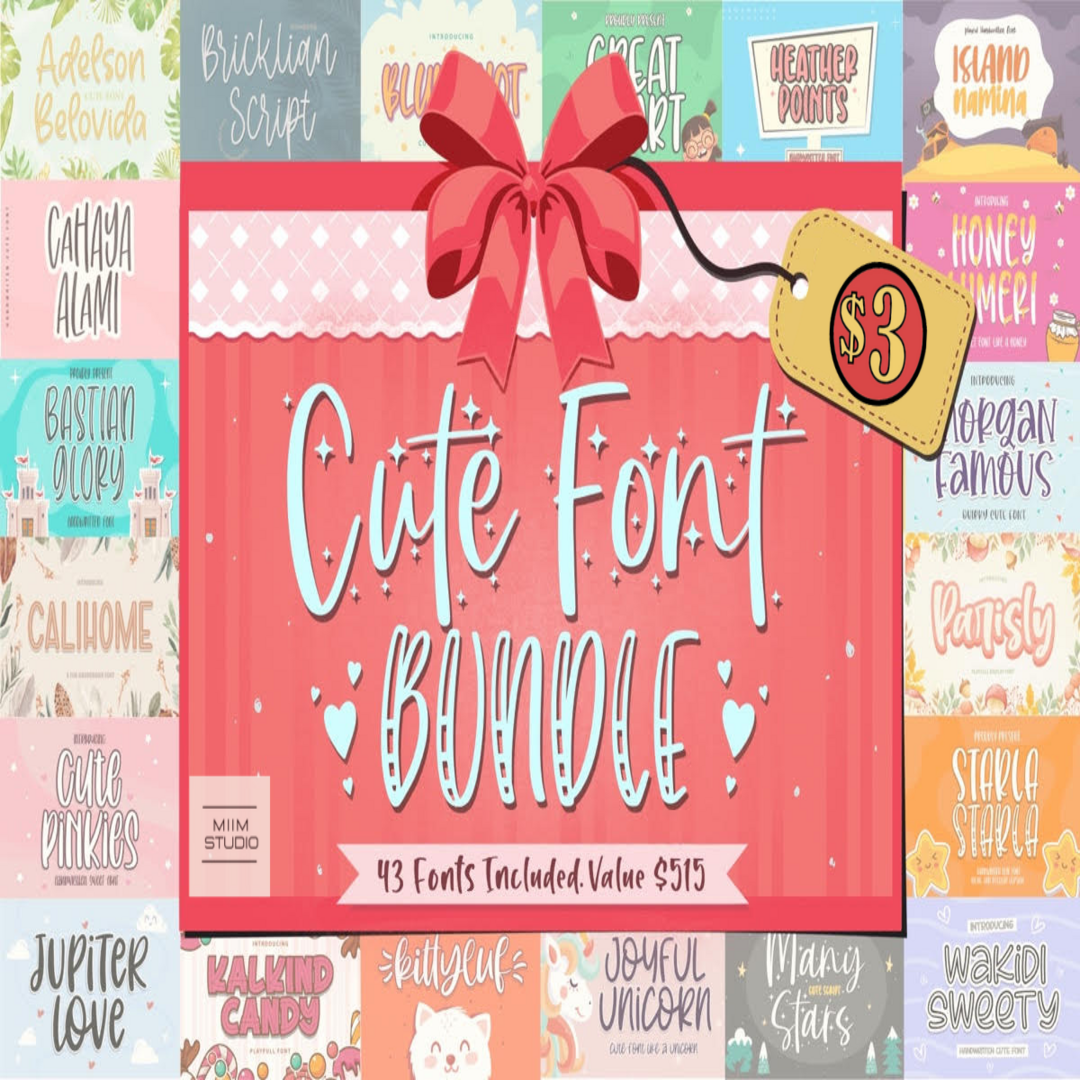 Font Bundle - Cute Fonts, Cricut Font Bundle, Script Fonts, - Inspire ...