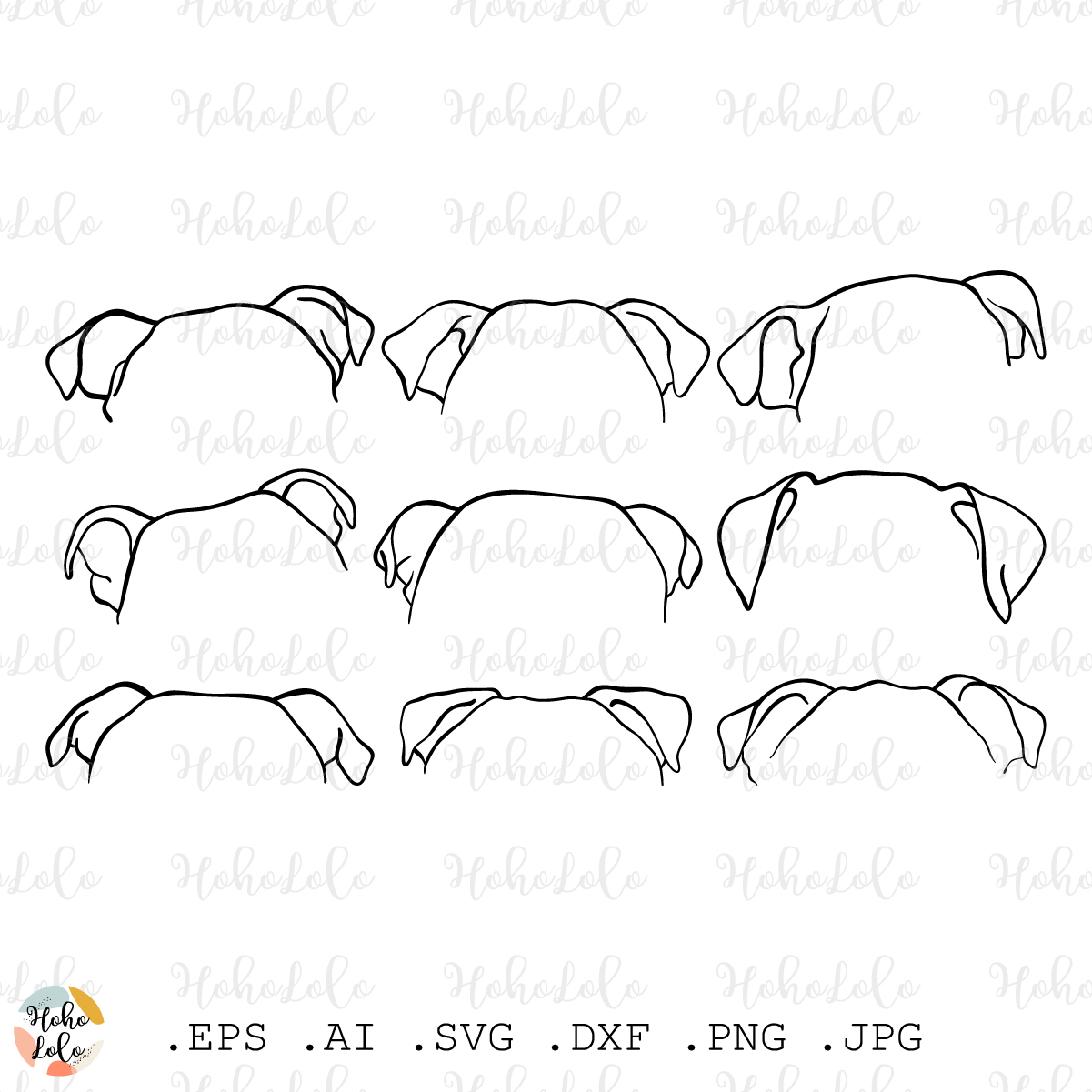 Bulldog Ears Svg Set Silhouette Cricut files Outline Dog Cli | Inspire ...