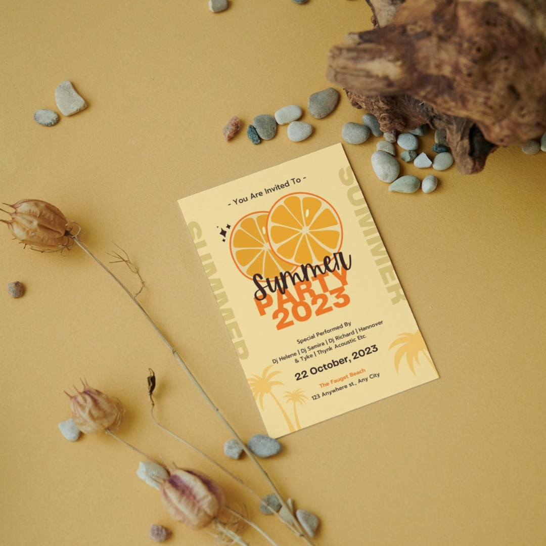 Orange Illustrated Summer Party Invitation, Hello Summer - Inspire Uplift