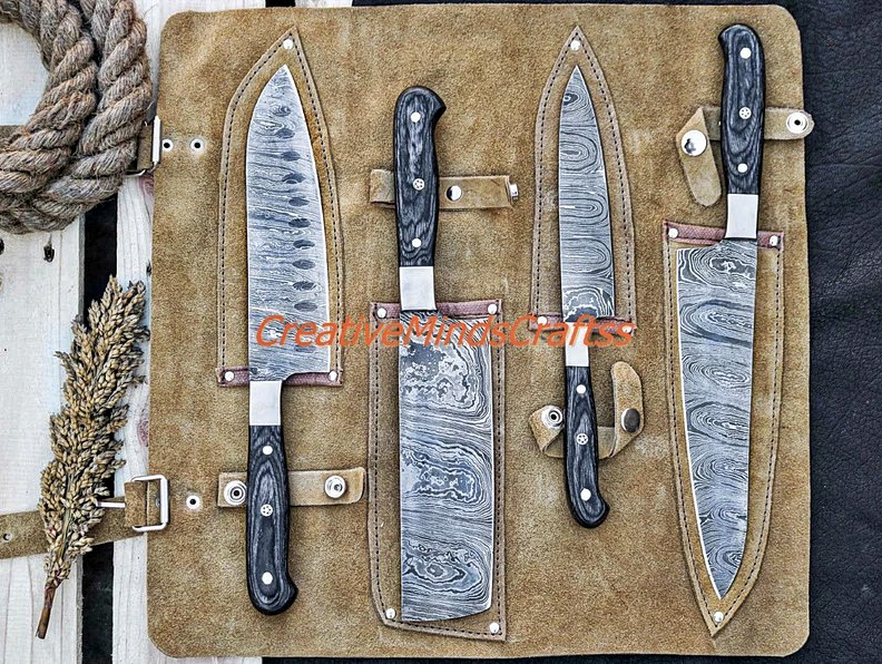 Hand forged Chef Knife Set,Kitchen Knife Set,4 Piece Set Han | Inspire ...