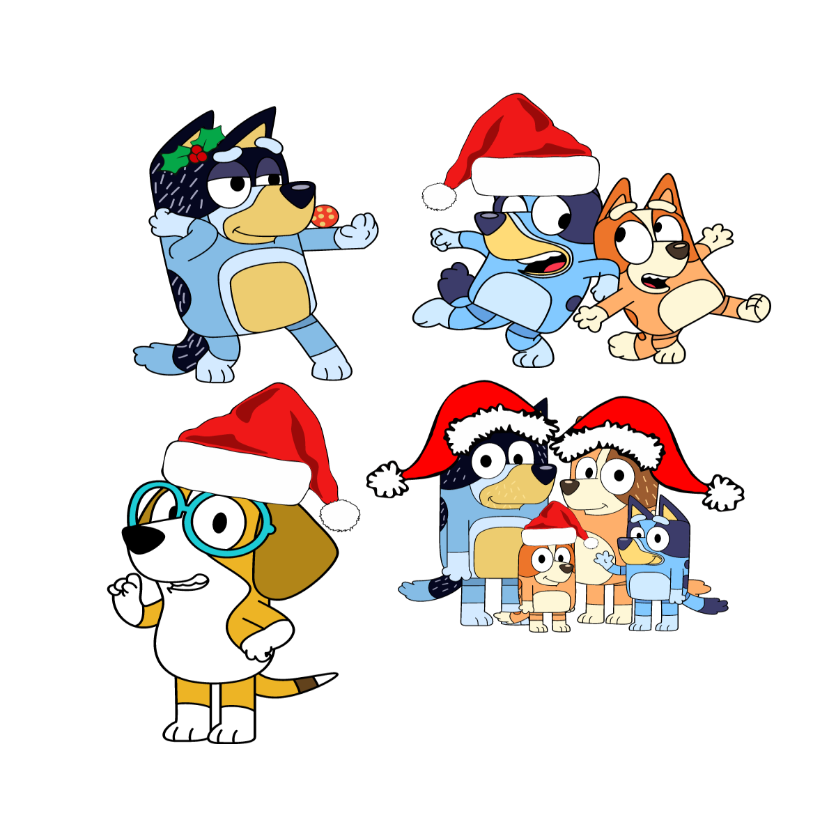 Santa Claus Bluey Christmas Seamless Logo Bundle SVG | Inspire Uplift