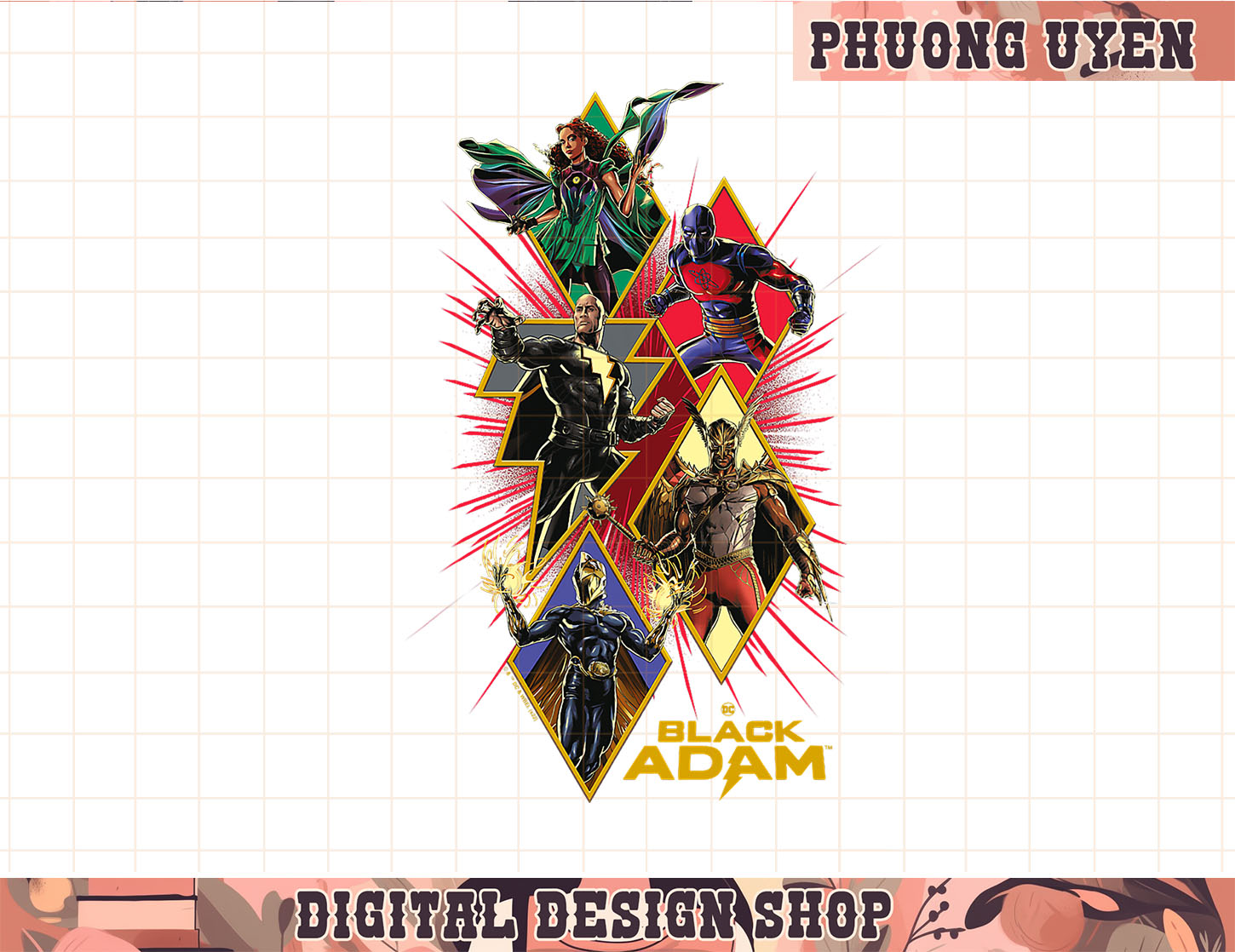 Black Adam Justice Society Unites png, sublimate - Inspire Uplift