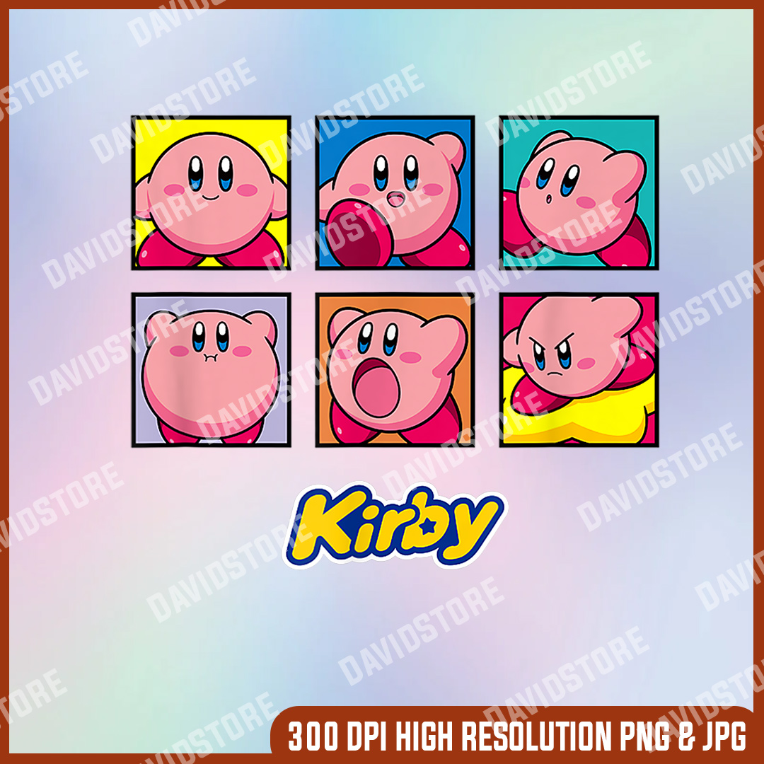 Kawaii Cute Kirby Super Star vector PNG Bundle Clipart set i | Inspire ...