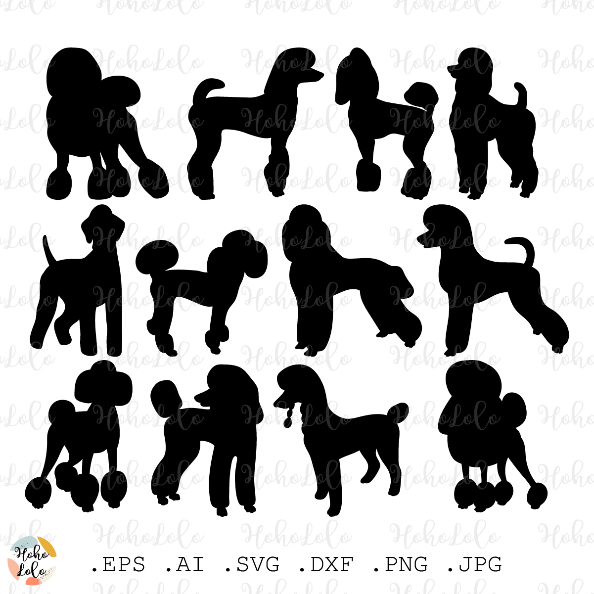 Poodle Svg Silhouette Dog Cricut file Stencil Template Dxf C | Inspire ...