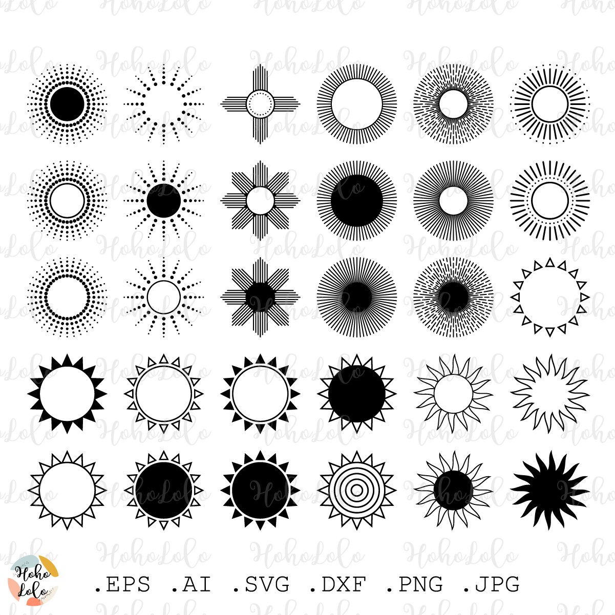 Sun Svg Sign Set Silhouette Cricut files Stencil Templates D | Inspire ...