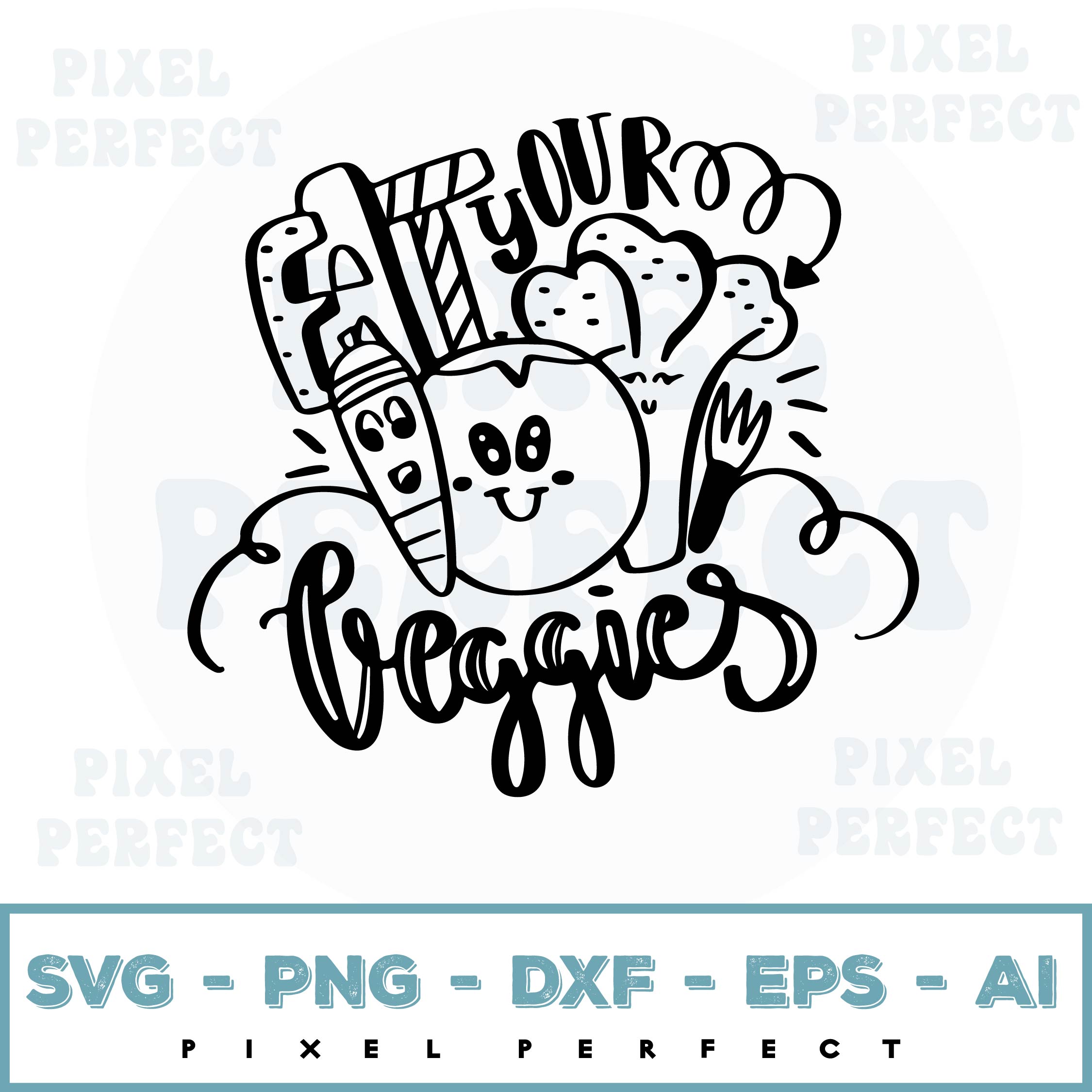 Vegetarian Svg File, Eat your Veggies Cut File in Svg | Inspire Uplift