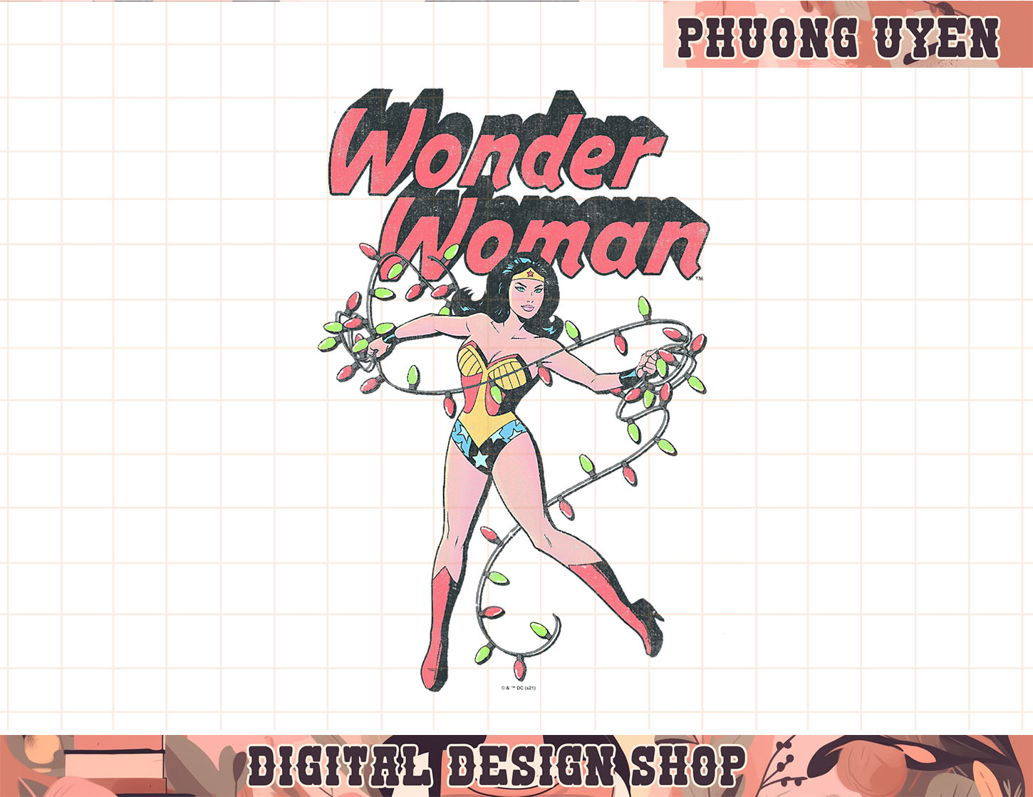 DC Comics Wonder Woman Christmas Lights Wonder Stance png, | Inspire Uplift