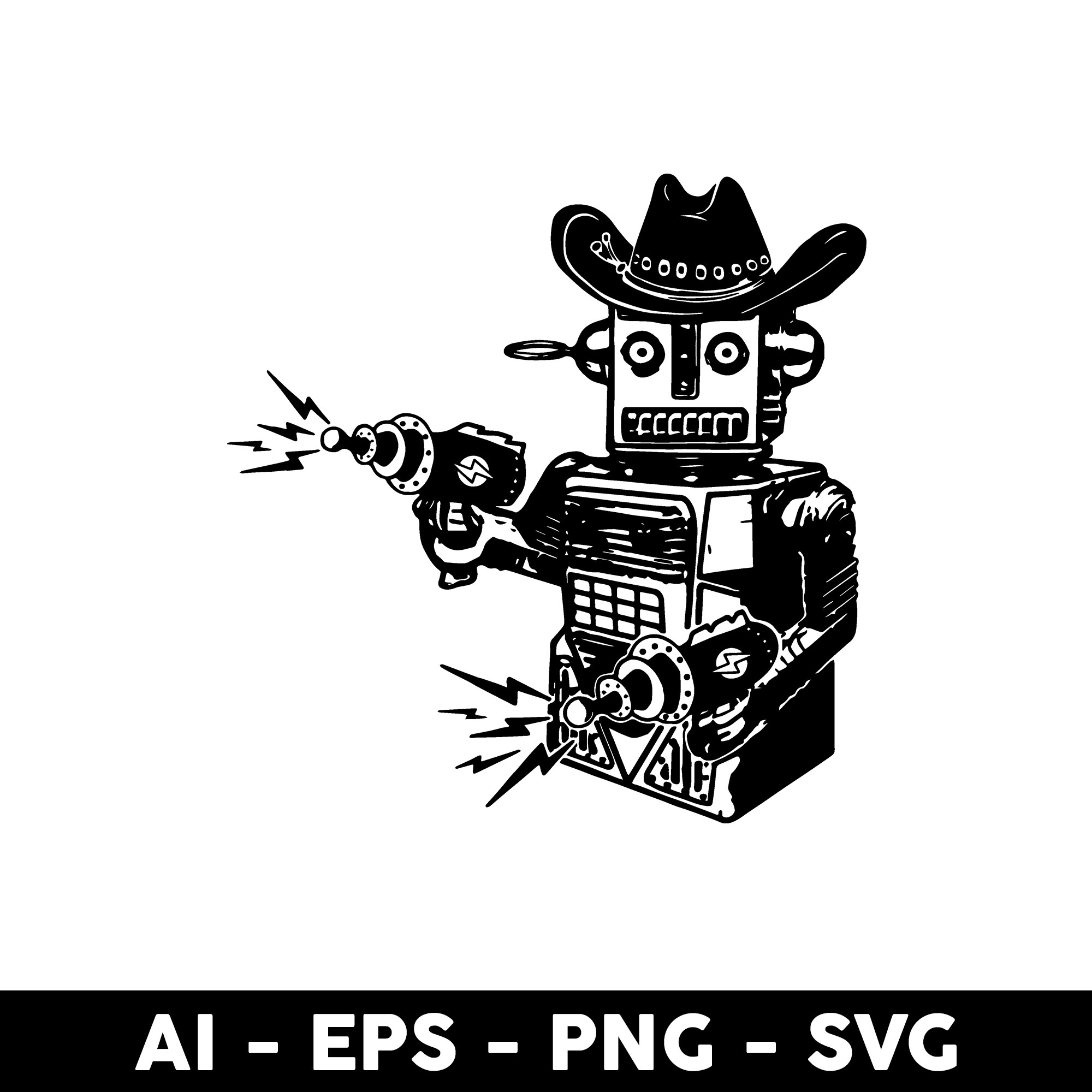 Cowboy Robot Laser Gun Cool Geek Svg, Cowboy Svg, Robot Svg, | Inspire ...