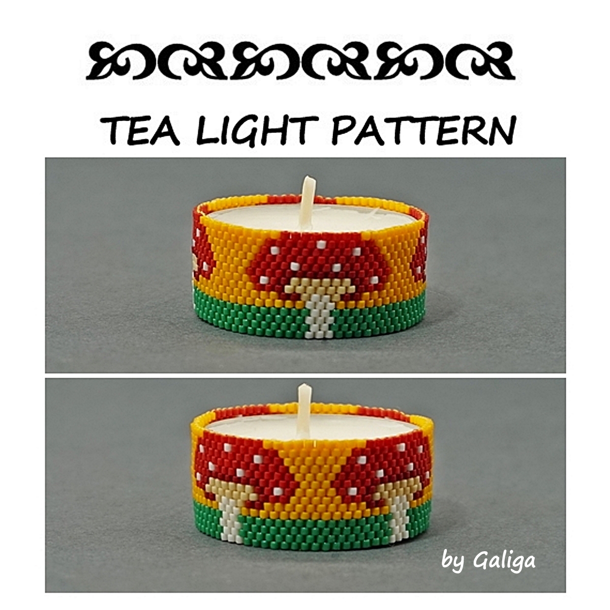 MUSHROOMS Tea Light Holder Peyote Pattern Beading Candle Cov | Inspire ...
