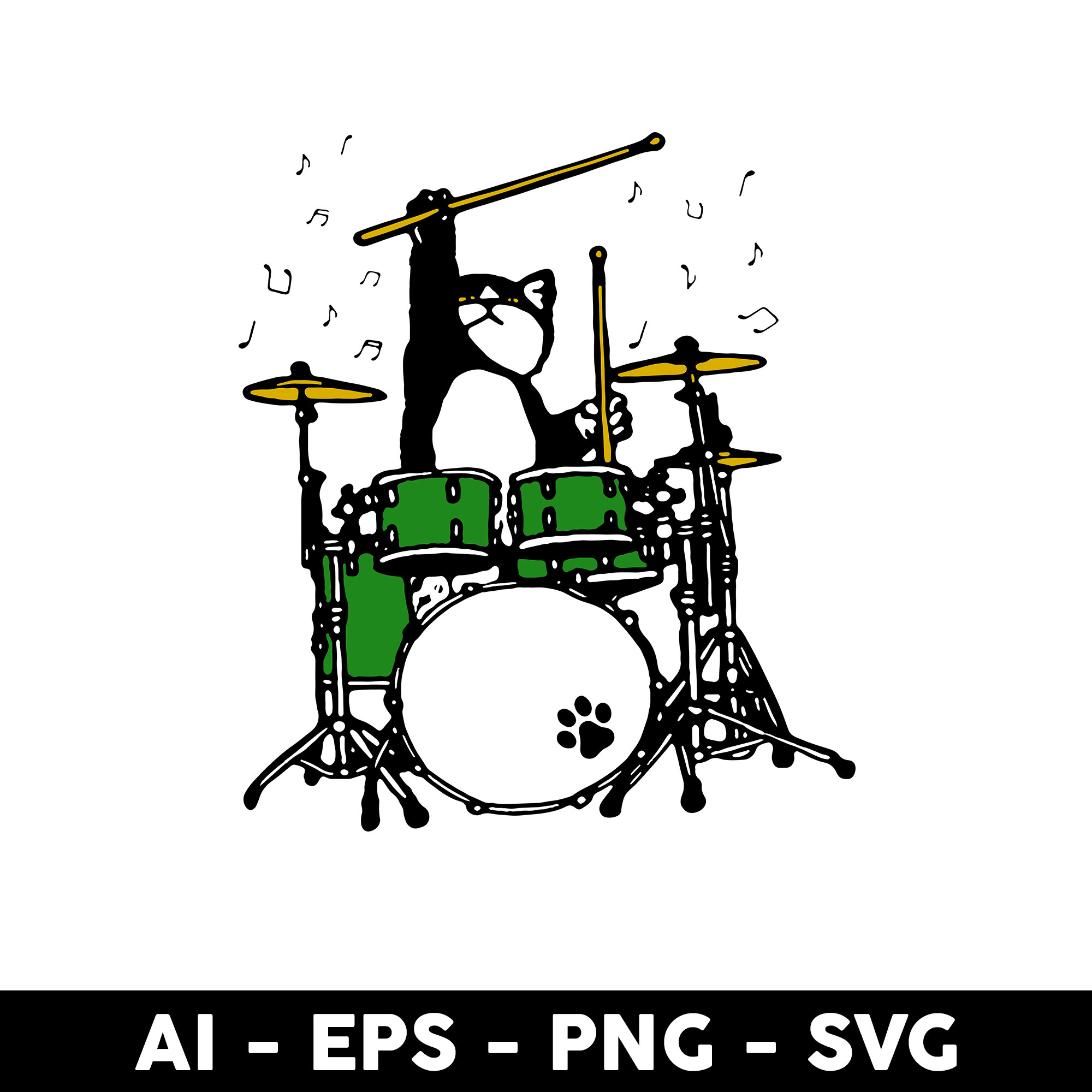 Funny Cat Playing Drums Svg, Funny Cat Svg, Cat Svg, Animal | Inspire ...