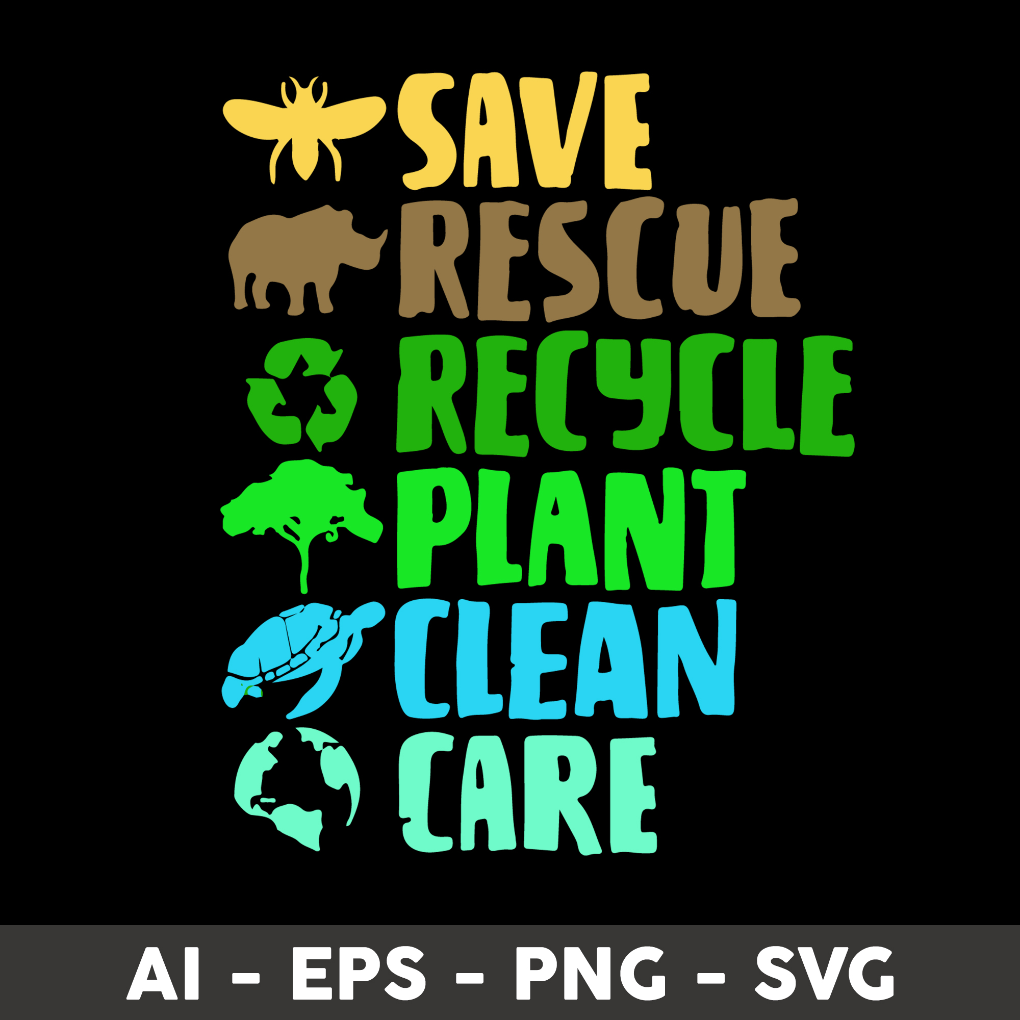 Save Bees Rescue Animals Recycle Plastic Earth Day Svg, Anim | Inspire ...