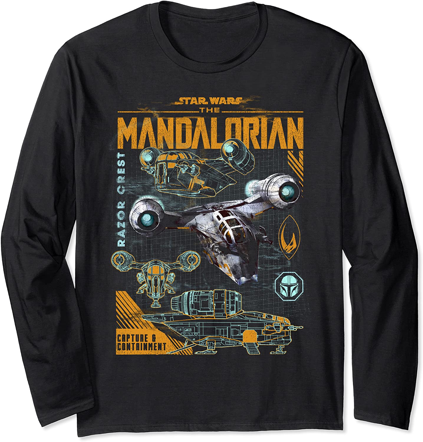 Star Wars The Mandalorian Razor Crest Schematics Long Sleeve | Inspire ...