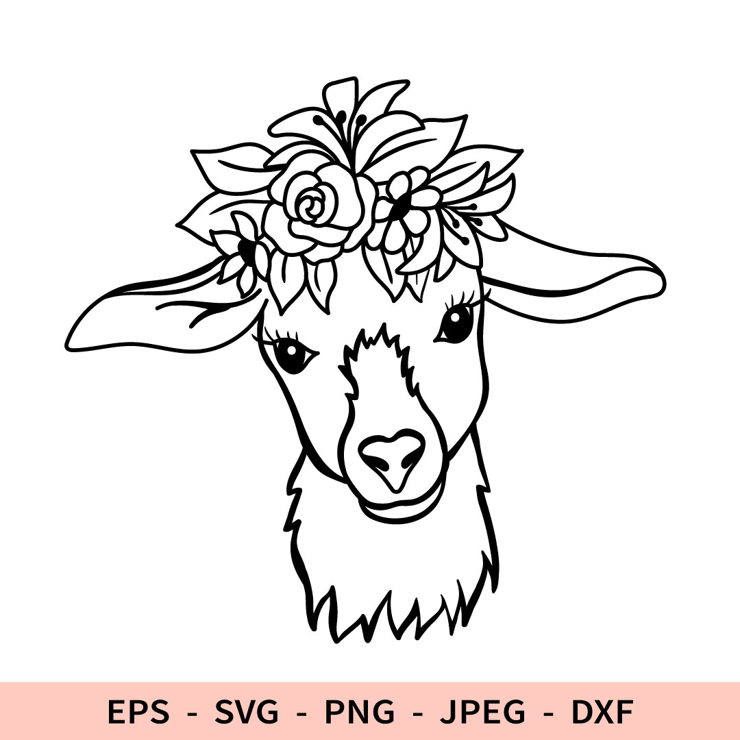 Funny Goat Svg Farm Animal Dxf File for Cricut Outline Cute - Inspire ...