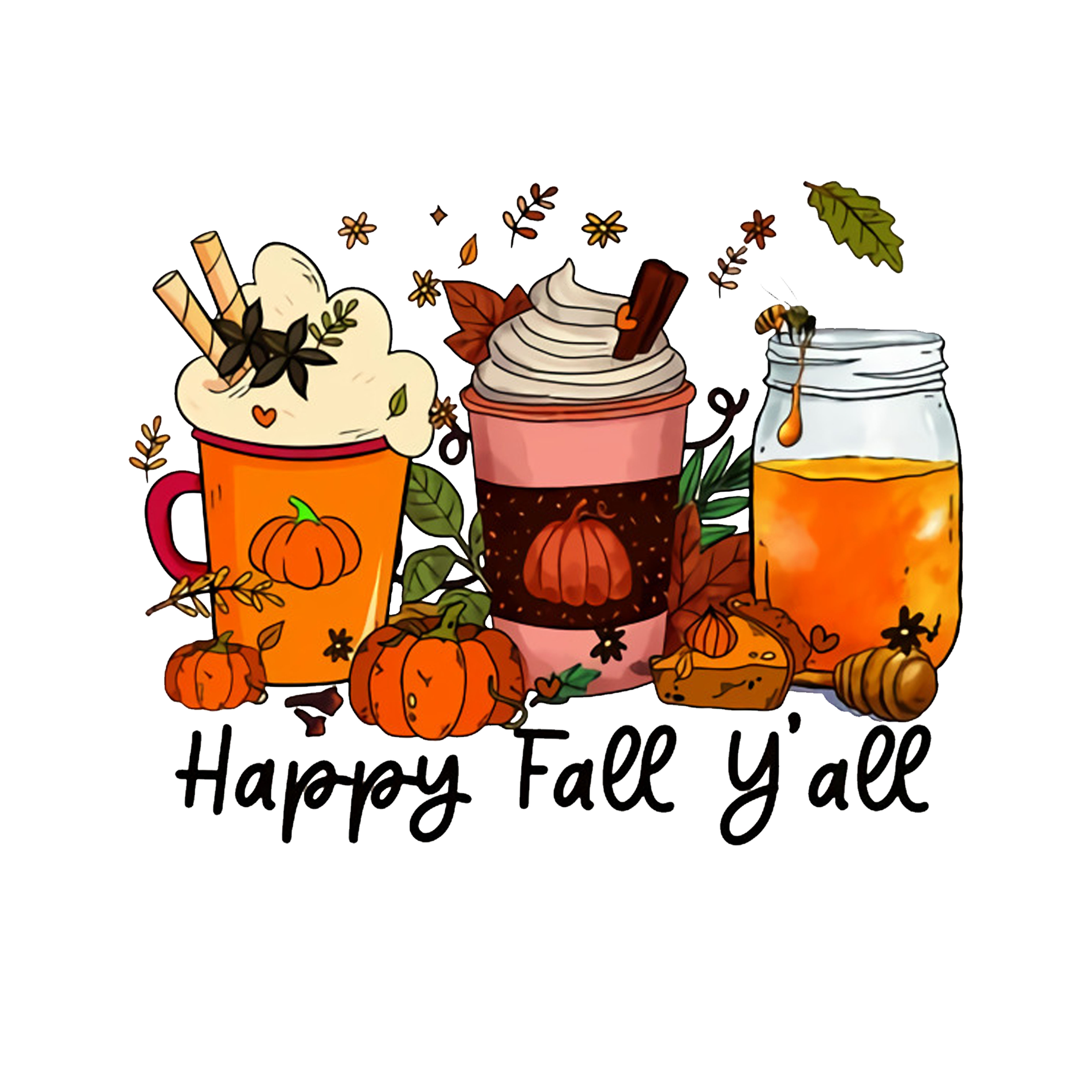 Happy Fall Y'all Thanksgiving Coffee Png, Silhouette Svg fil | Inspire ...
