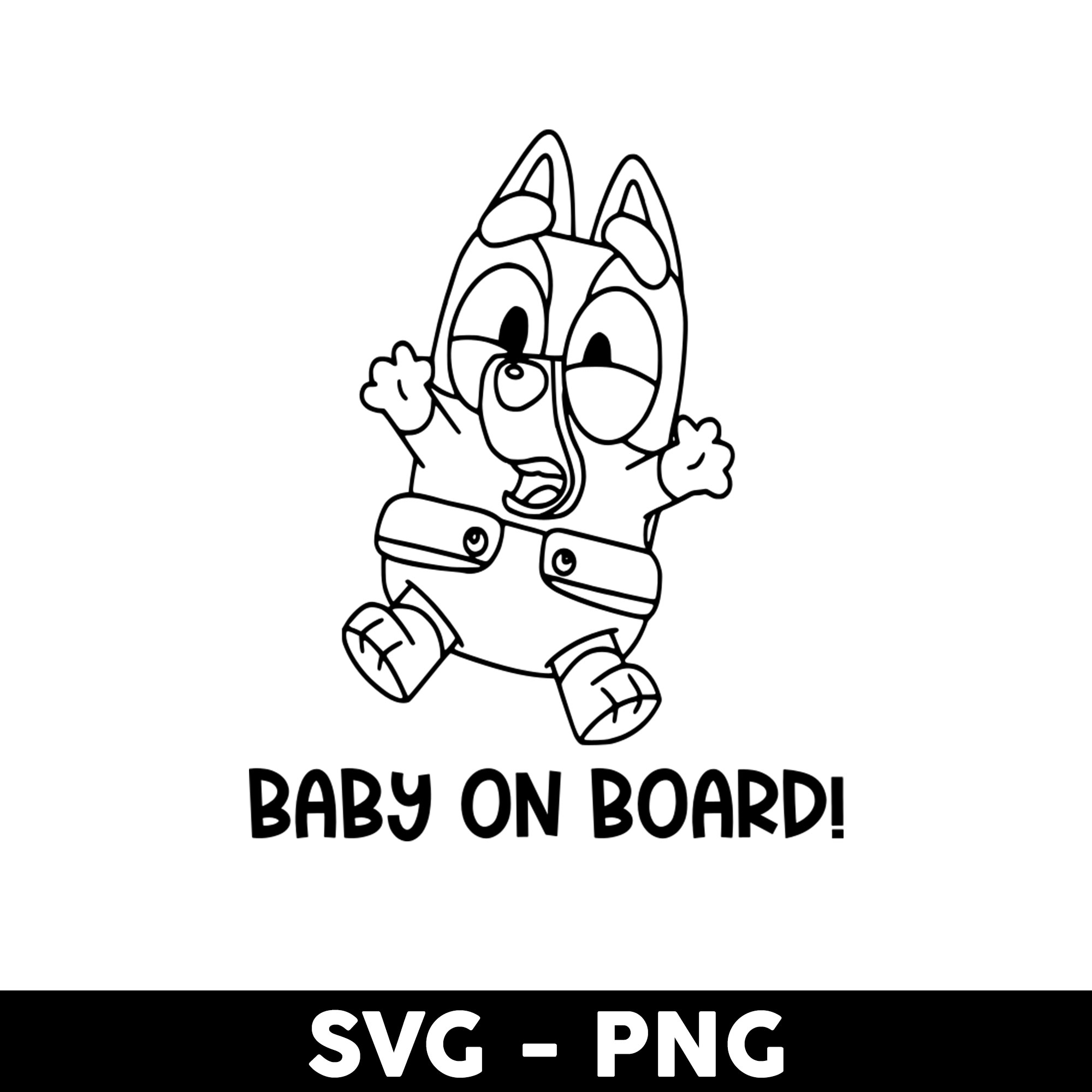 Baby On Board Svg, Baby Bluey Outline SVg, Baby Bluey Svg, B