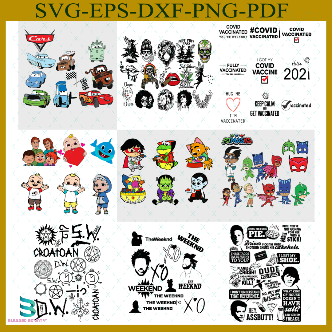 Famous Characters Bundle Svg, The Weekend Svg, Cocomelon Svg | Inspire ...