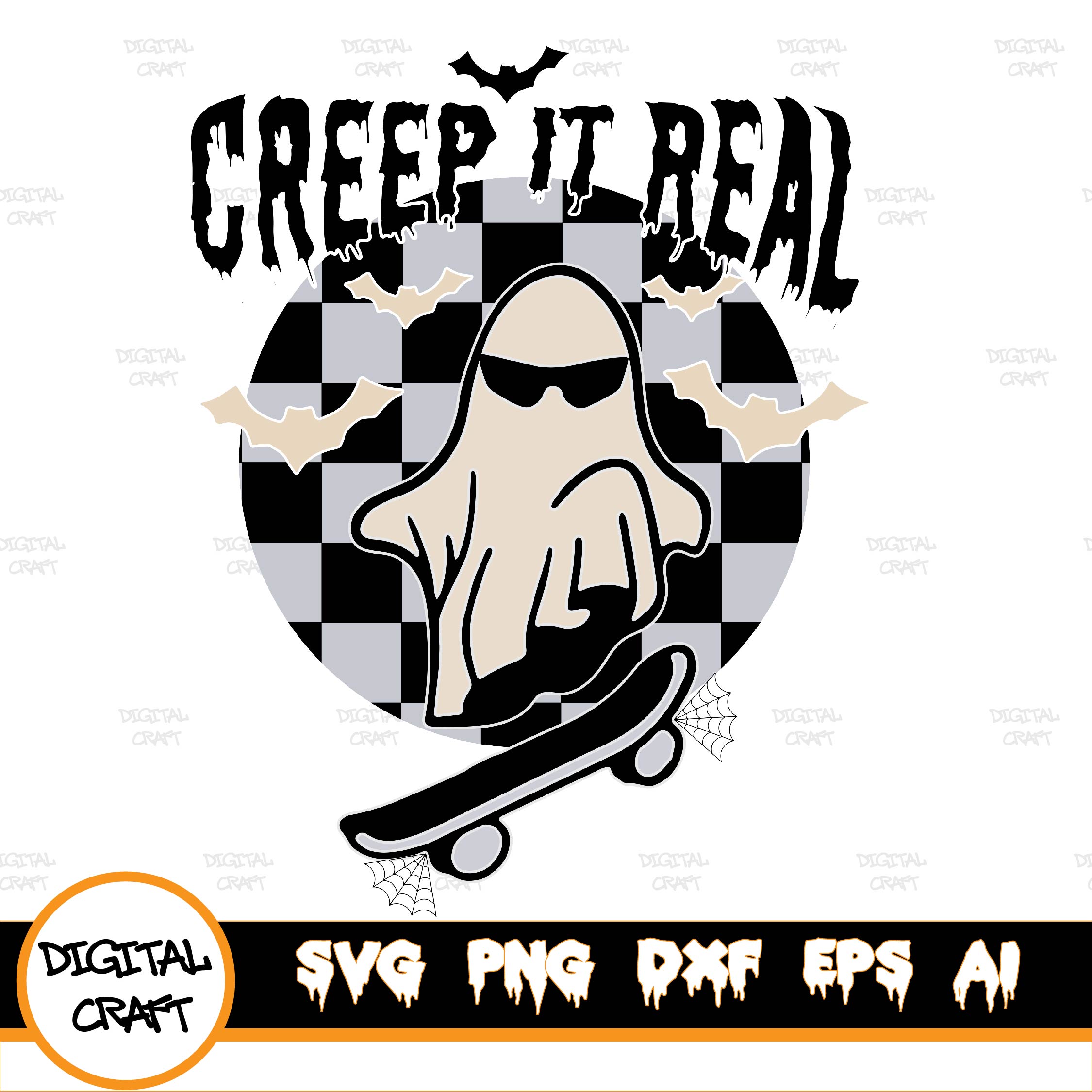 Creep It Real SVG, Creep It Real PNG, Ghost Skateboard SVG | Inspire Uplift