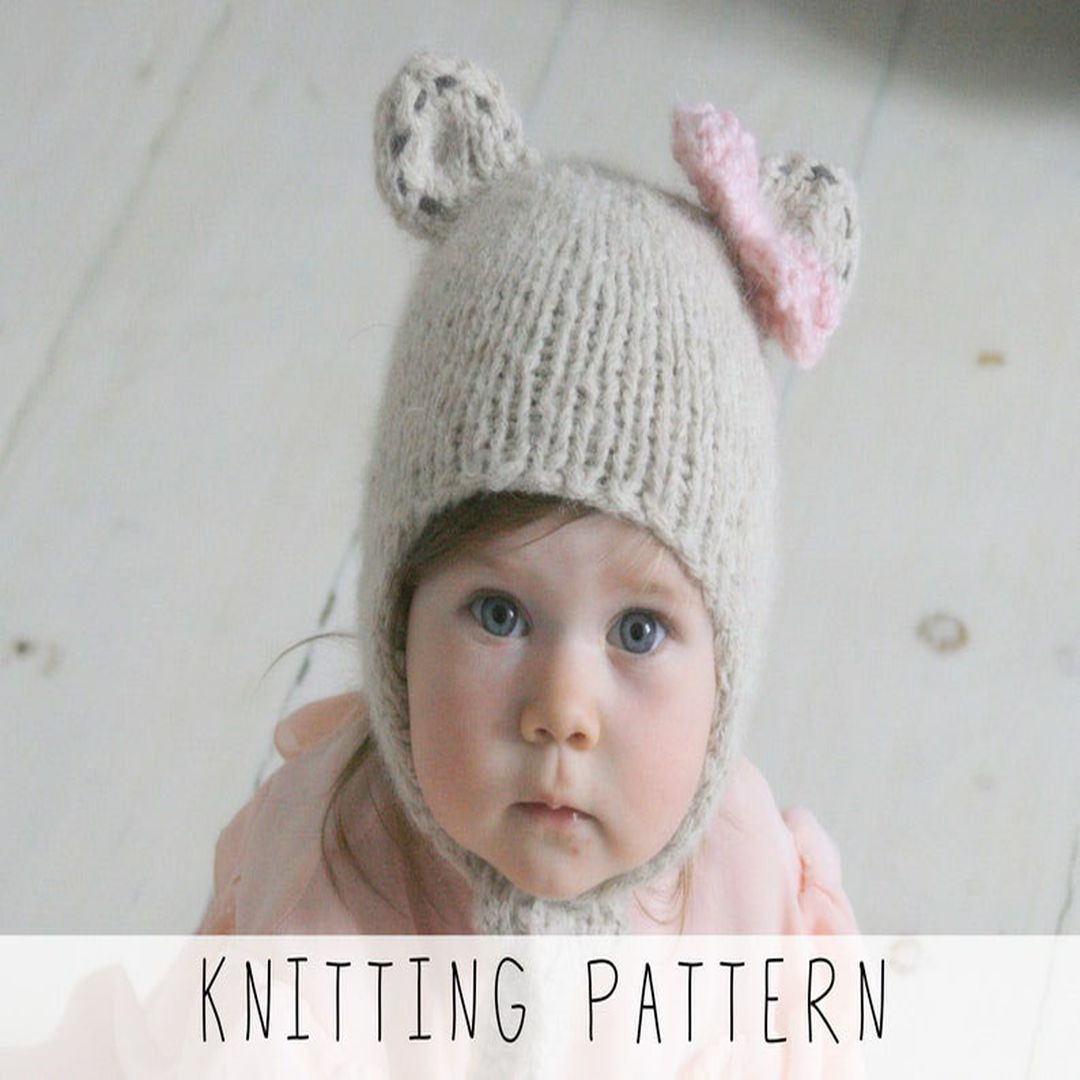 KNITTING PATTERN baby bear hat x Earflap hat knit pattern x - Inspire ...
