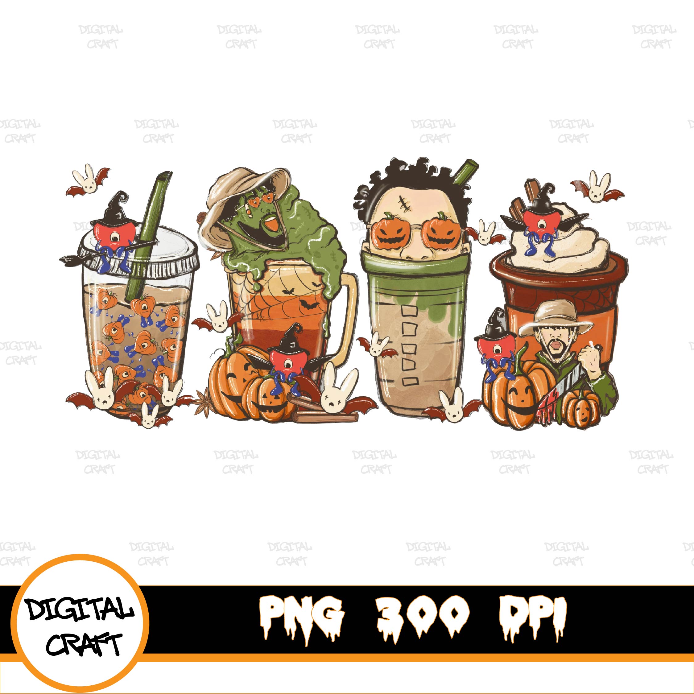 Boo latte PNG, cute scary fall halloween horror iced coffee - Inspire ...
