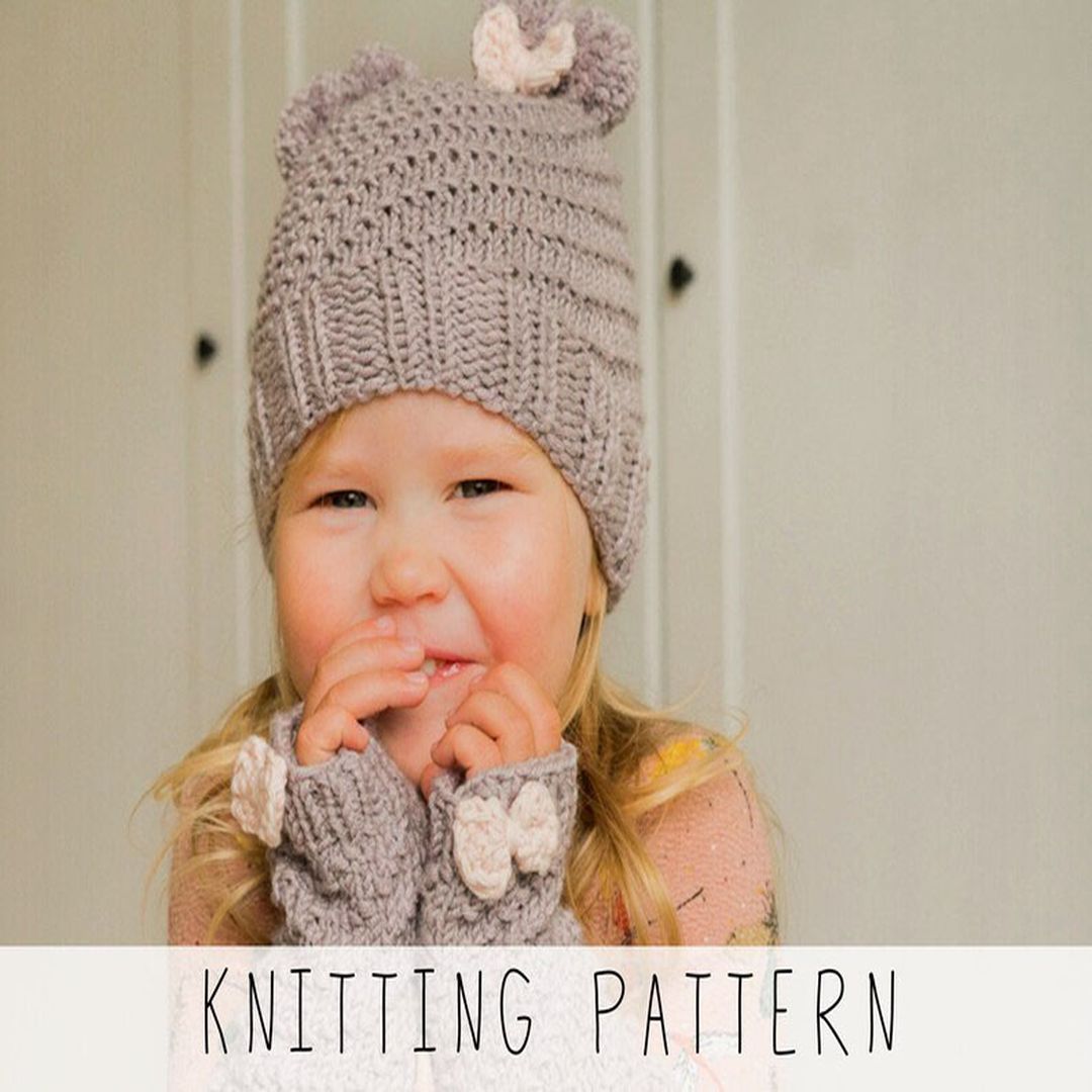 KNITTING PATTERN beanie hat x Kids wrist warmers knit patter | Inspire Uplift
