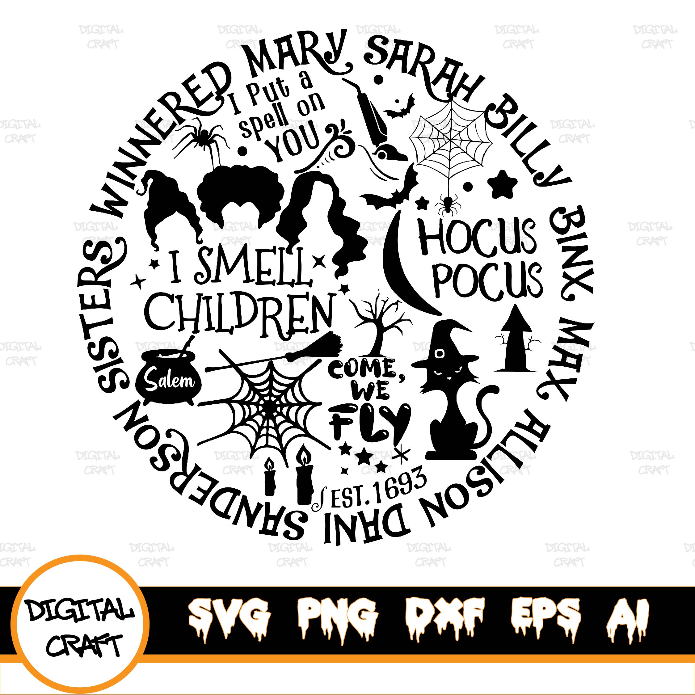 Hocus Pocus Svg - Sanderson Sisters Svg/Png Bundle 2 Cut Fil | Inspire Uplift