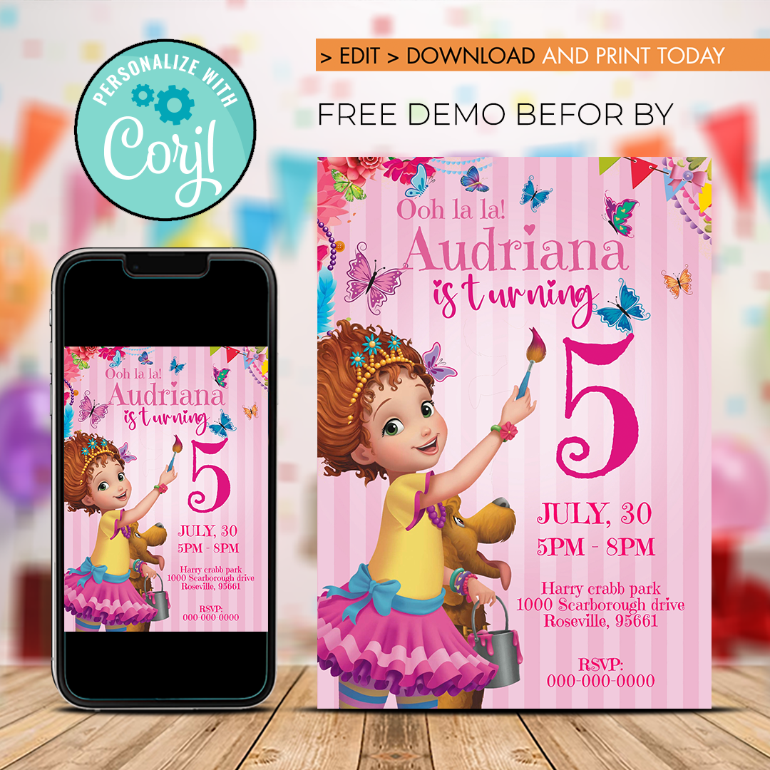 Editable Fancy and Nancy Birthday Invitation, Fancy Girl Bir | Inspire ...