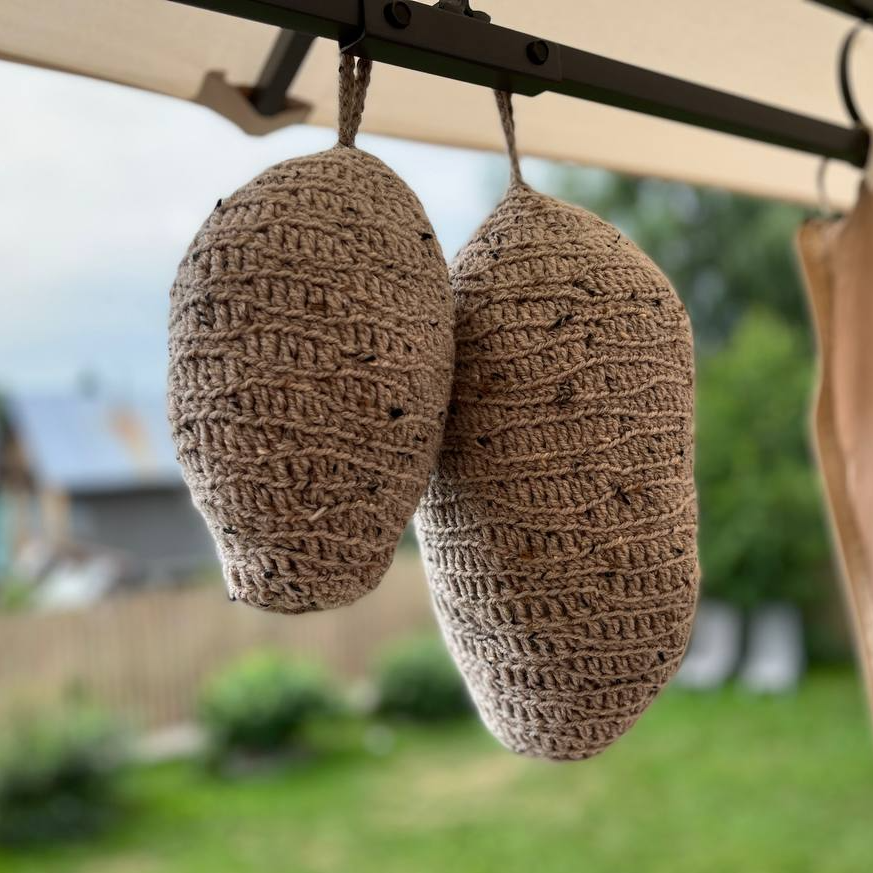 Crochet wasp nest is Decoy Deterrent. Fake hornet nest | Inspire Uplift
