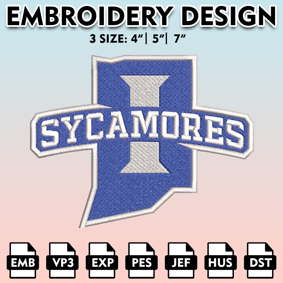 NCAA Logo Embroidery Designs, NCAA Sycamores, Indiana State | Inspire ...