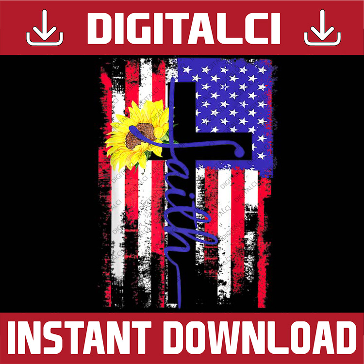 Christian Faith Distressed Graphic Flag Sunflower Cross 4th - Inspire ...