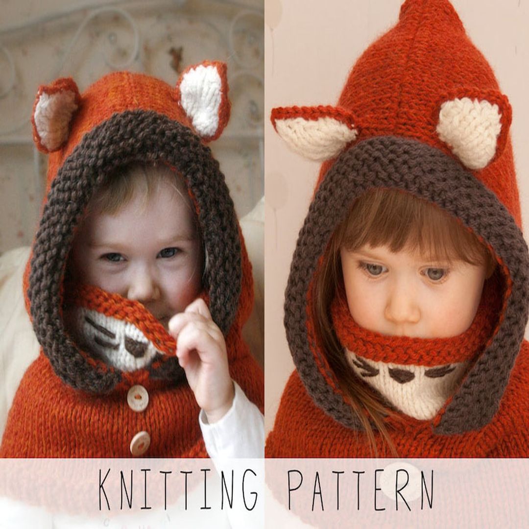 Fox hood KNITTING PATTERN Kids Hooded Cowl Knit Pattern Fox | Inspire ...