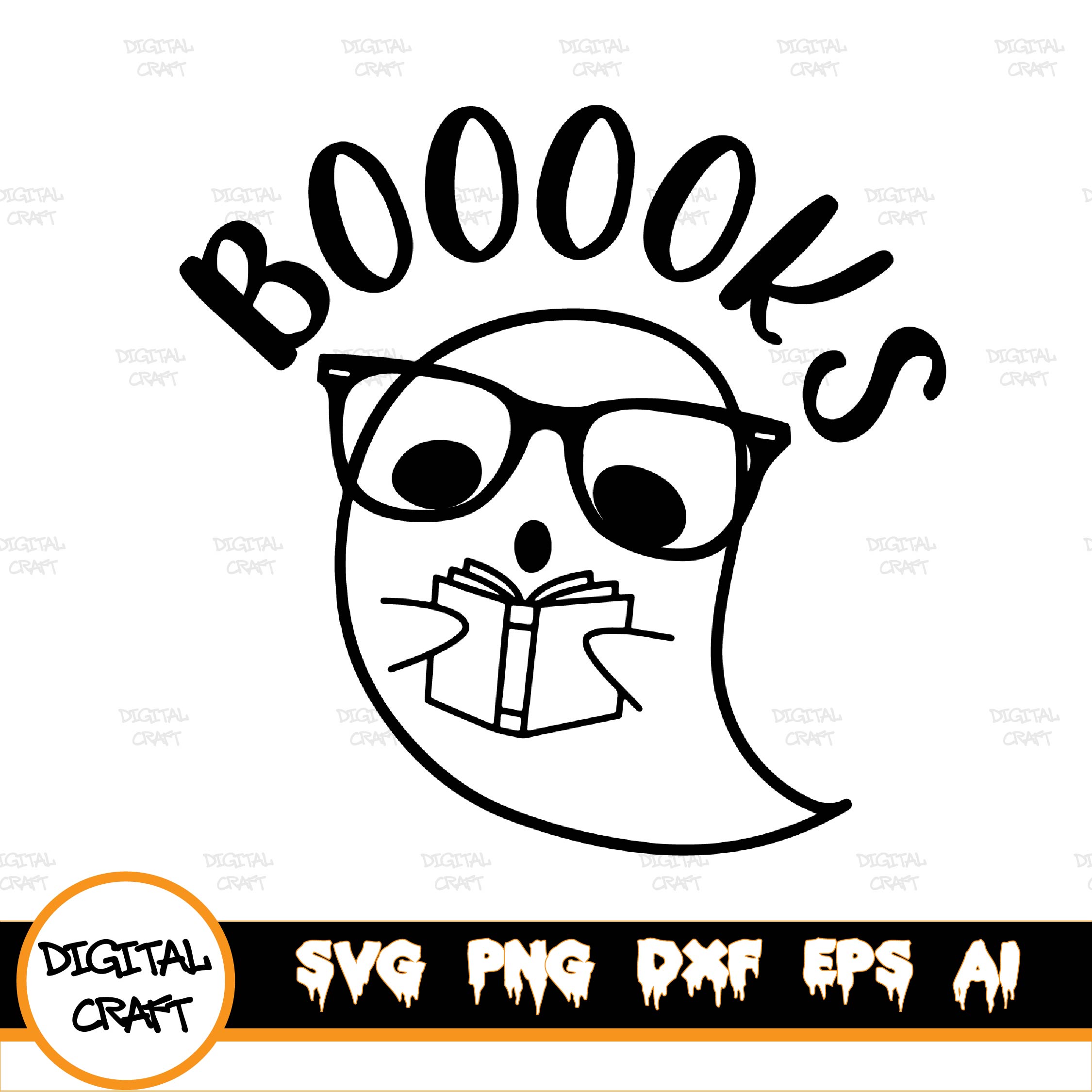 Halloween Booooks Svg, Ghost Reading Books Svg, Book Lover, - Inspire ...