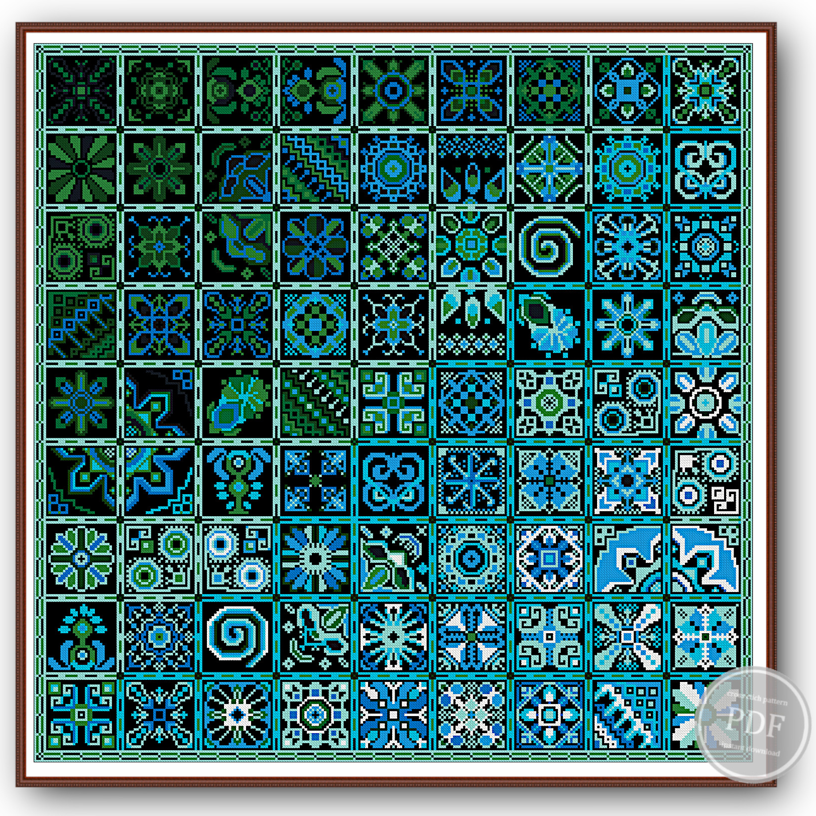 Cross Stitch Pattern Patchwork - Swatch Blue - Geometric Squ | Inspire ...