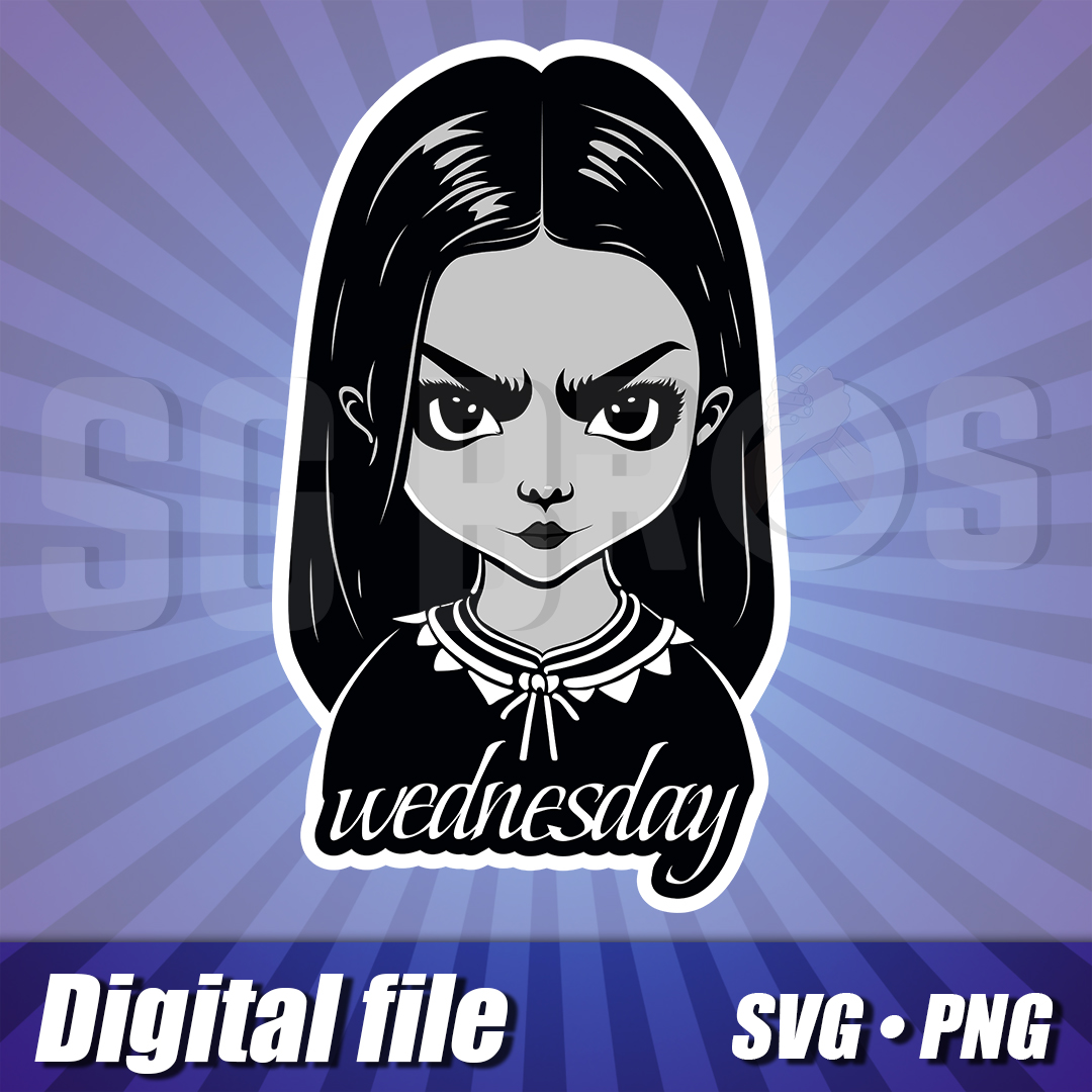 Wednesday Addams svg and png clipart, Wednesday cricut image - Inspire ...
