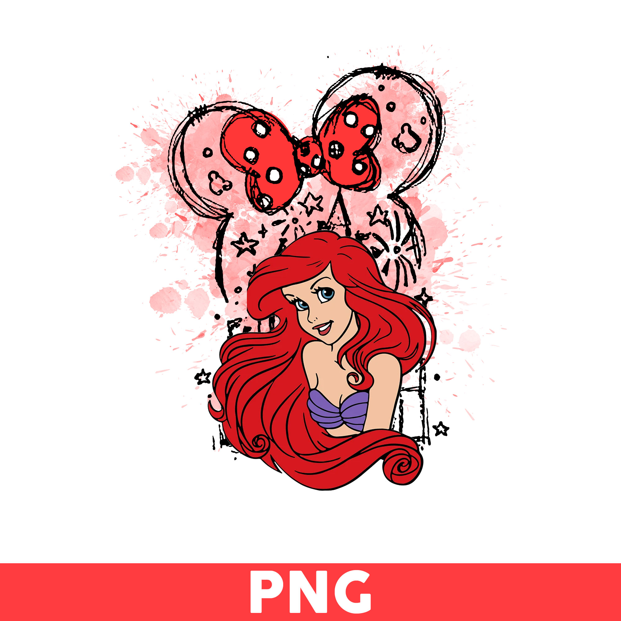 Ariel Minnie Bow Ears Png, Little Mermaid Png, Minnie Mouse - Inspire ...