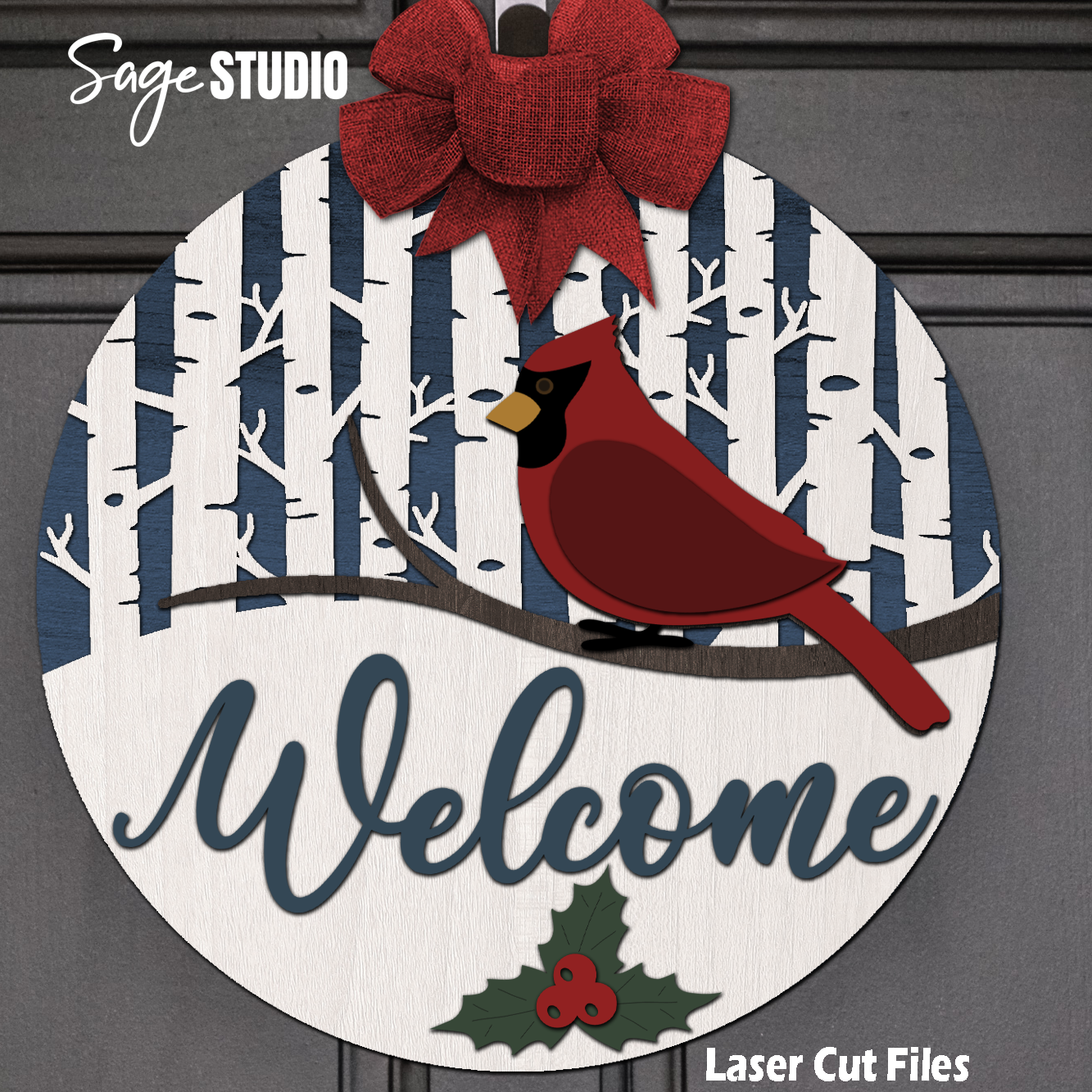 Cardinal Door Hanger SVG | Laser Cut Files | Christmas SVG - Inspire Uplift