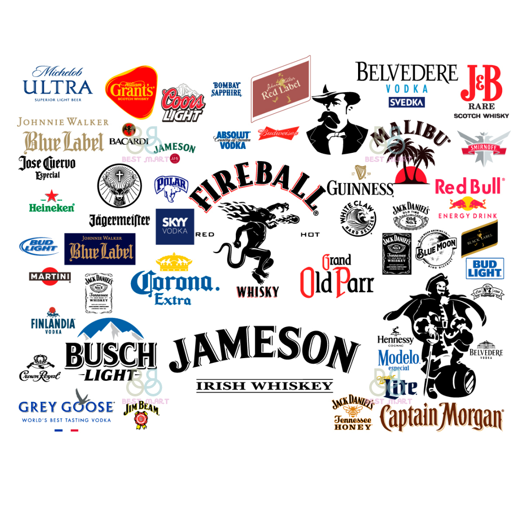 Alcohol Brand Logo Bundle Svg Whiskey Svg Drinks Label Svg Inspire 