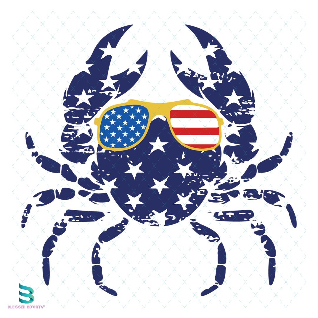 4th Of July Crab Svg, Fourth Of July, American Flag Svg, Blu | Inspire ...