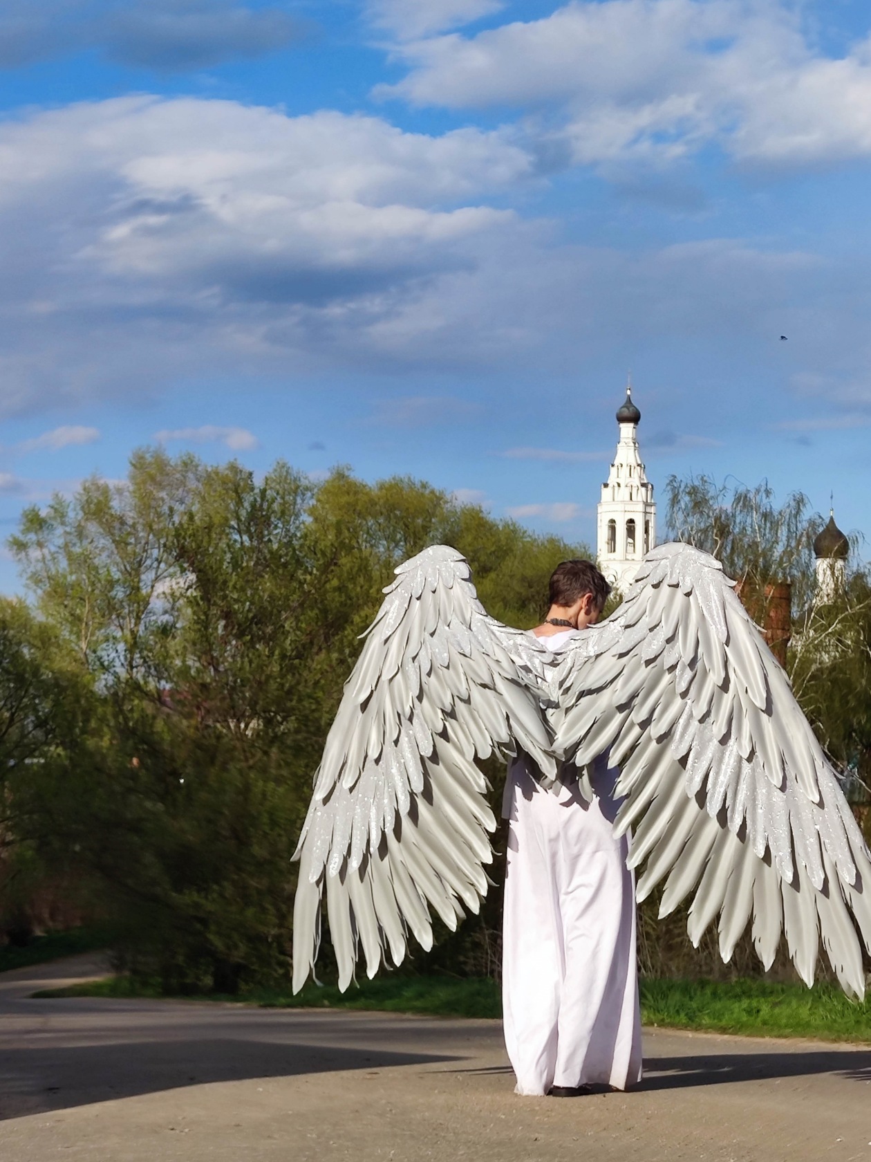 XL waving/movable/articulating silver Heaven Angel wings Cos | Inspire ...