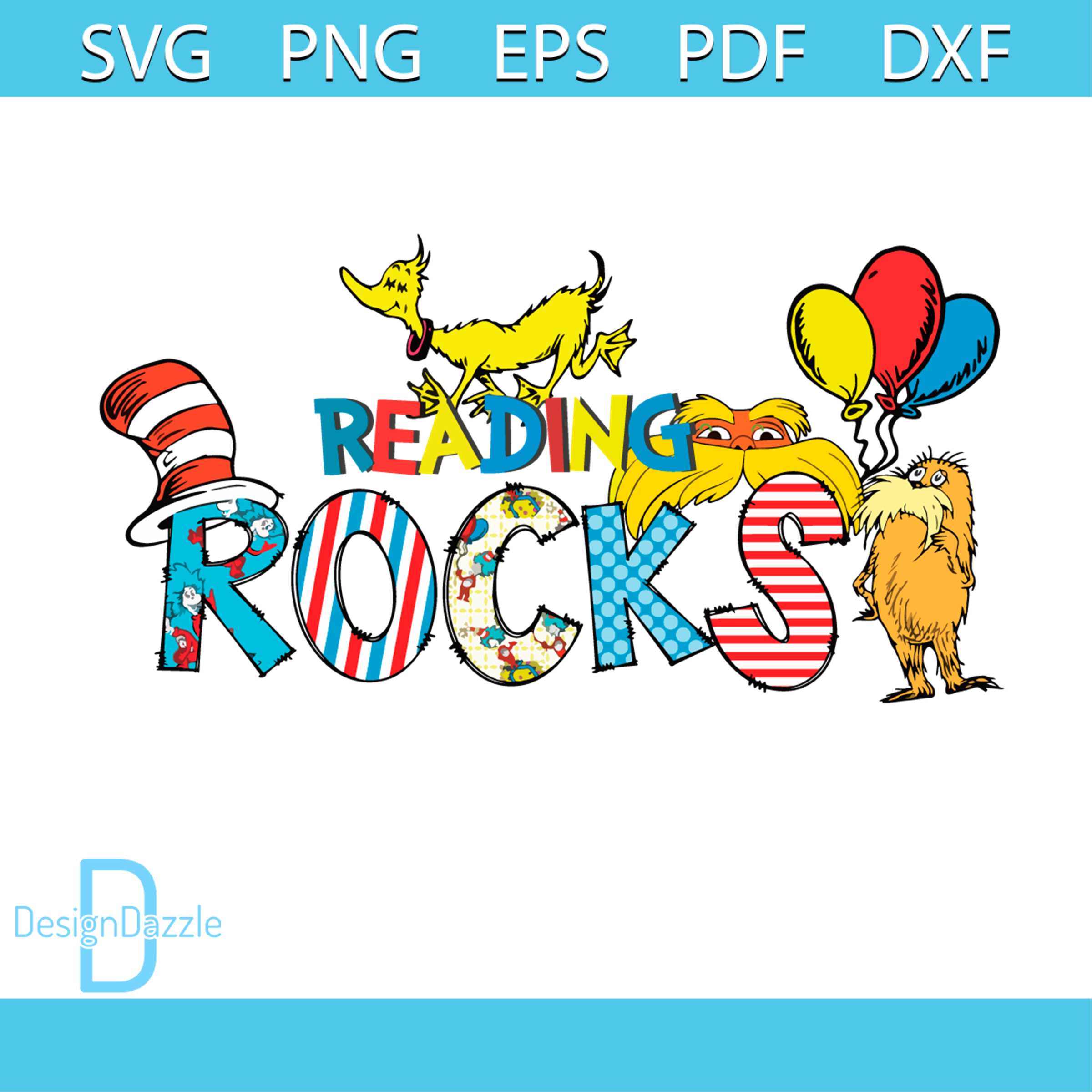 Reading Rocks Dr Seuss Quote Svg For Cricut Sublimation File | Inspire ...