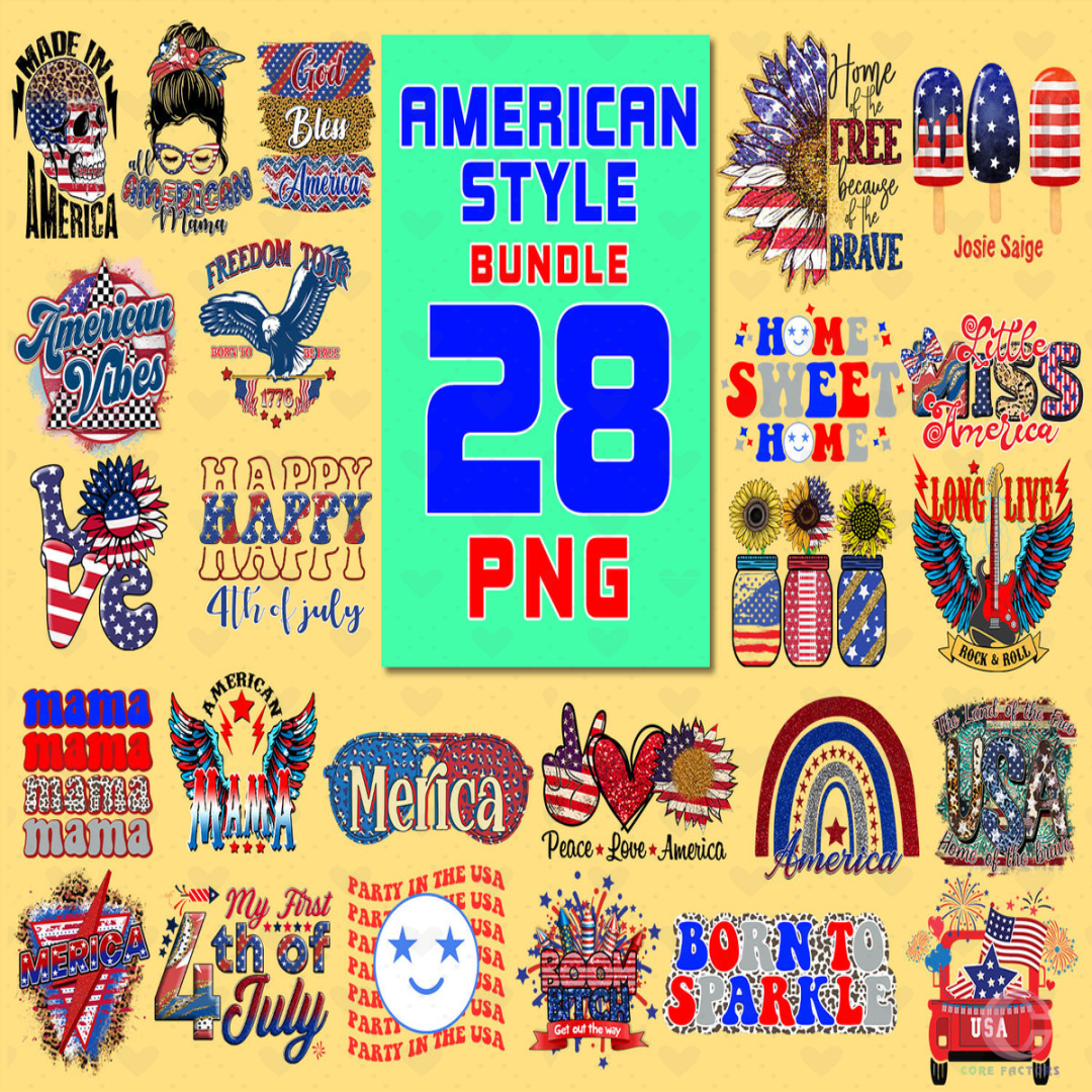 28 Files American Style Bundle Png, Independence Day Png, 4t | Inspire ...