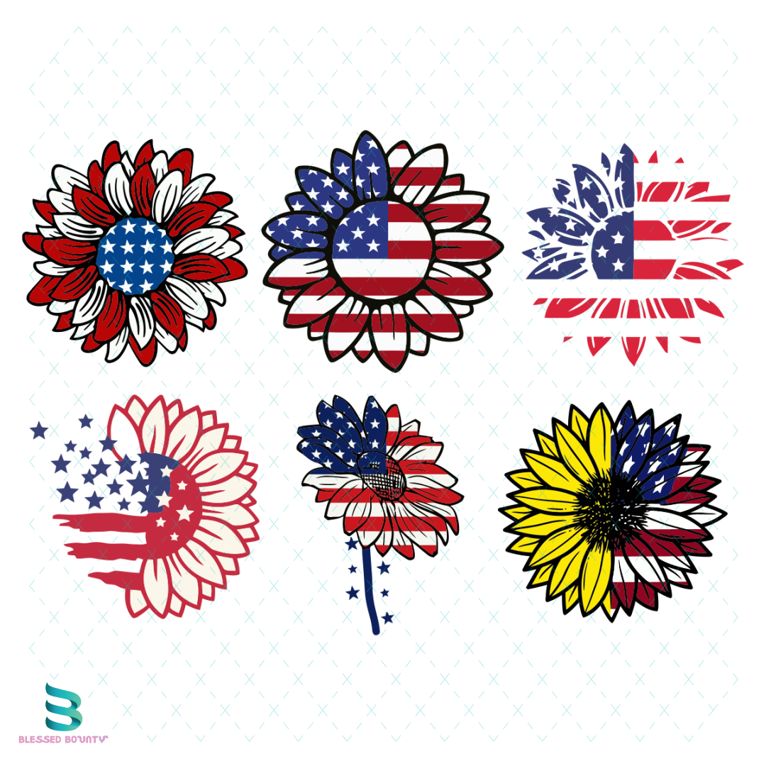 American Flag Sunflower Bundle Svg, 4th of july Svg, Patriot | Inspire ...