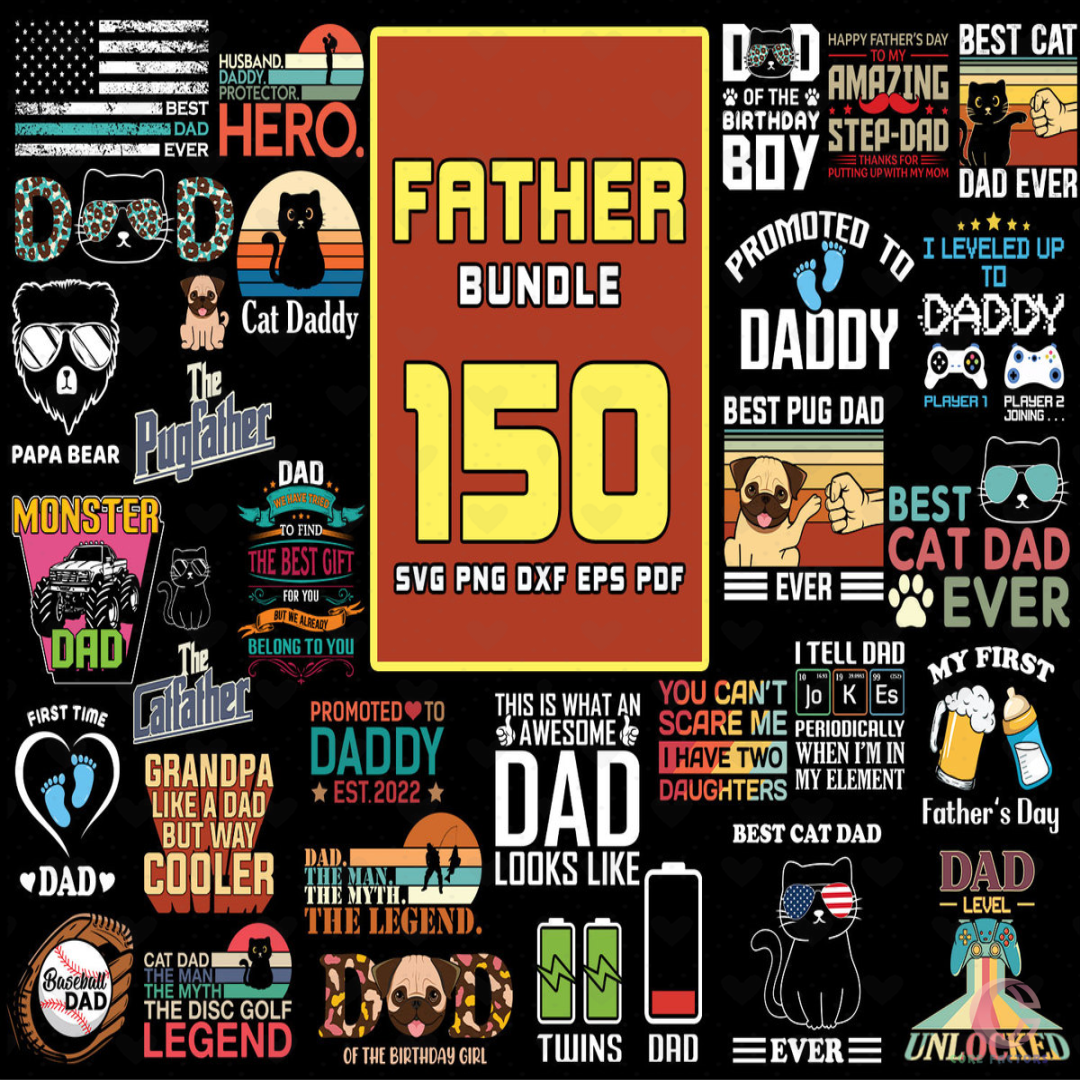 150 Father Bundle Svg, Fathers Day Svg, Father Bundle Svg, F | Inspire Uplift